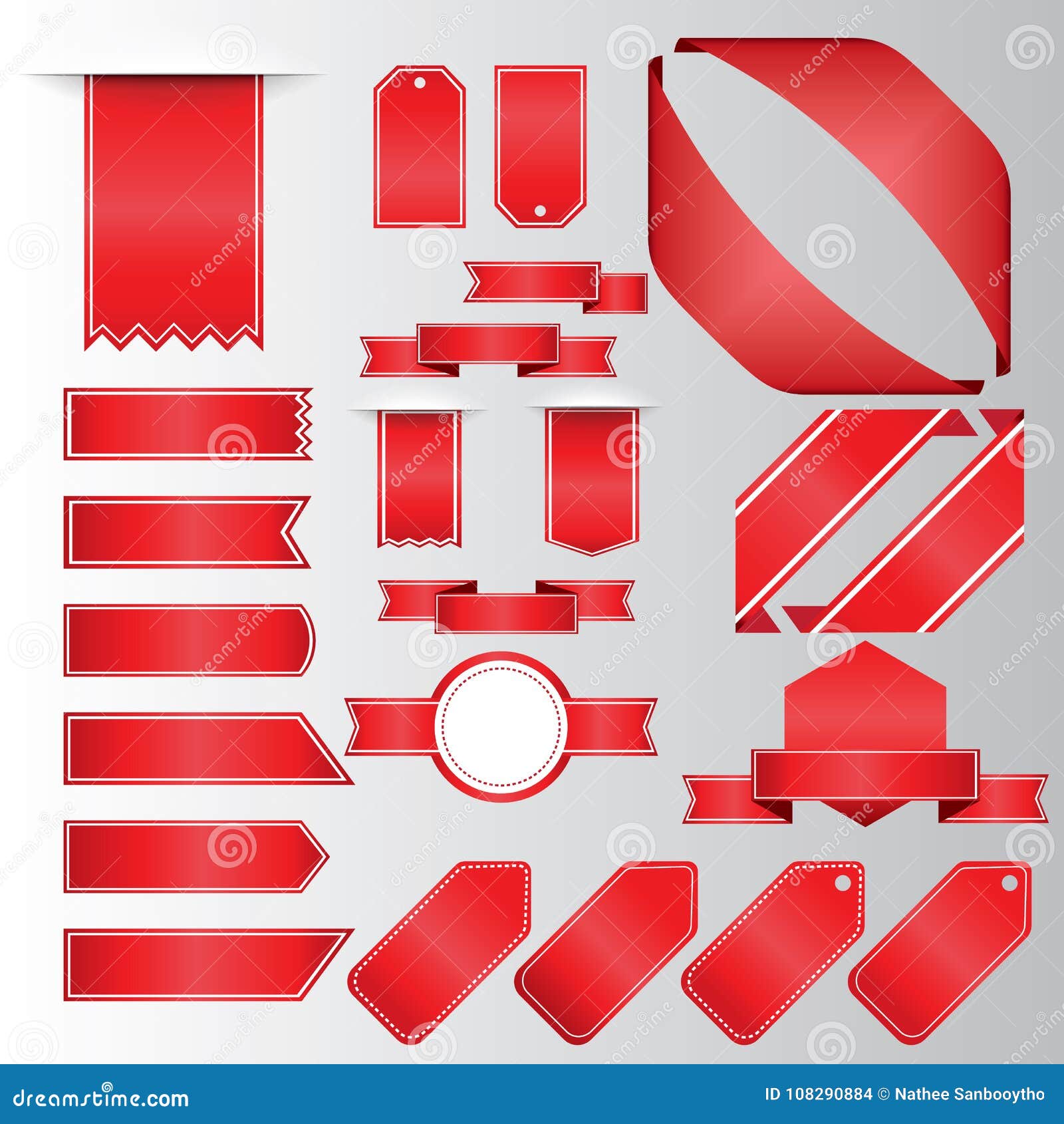 Retro Red Ribbons and Labels. Stock Vector - Illustration of concept ...