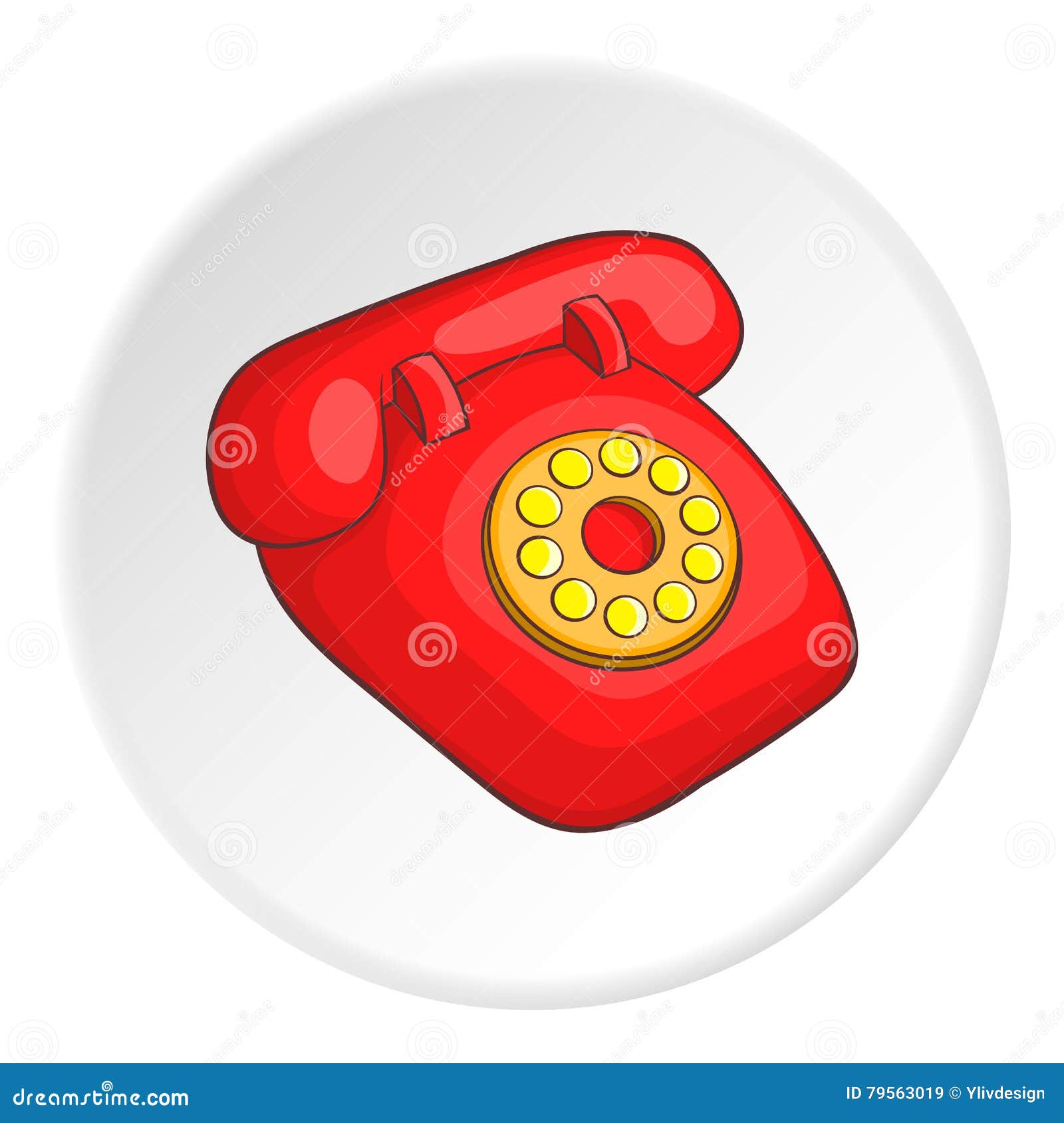 Retro Red Telephone Icon, Cartoon Style Stock Vector - Illustration of ...