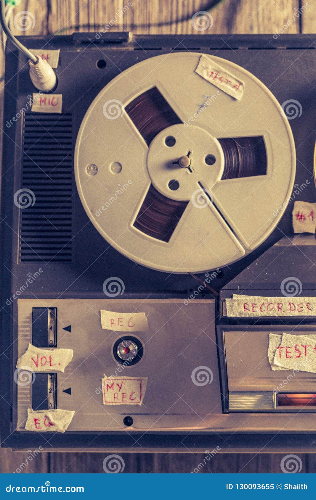 Retro Reel Audio Recorder with Microphone and Roll of Tape Stock Image ...
