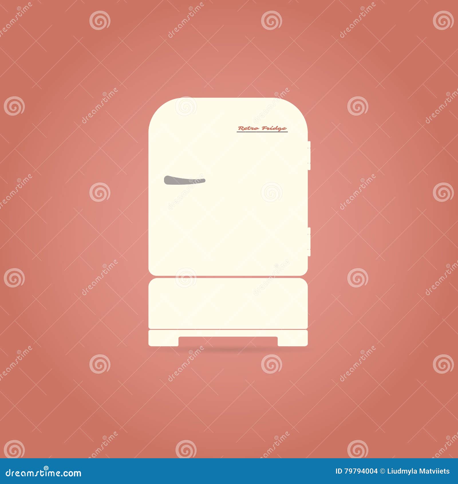 Retro Refrigerator Flat Icon. Stock Illustration - Illustration of ...
