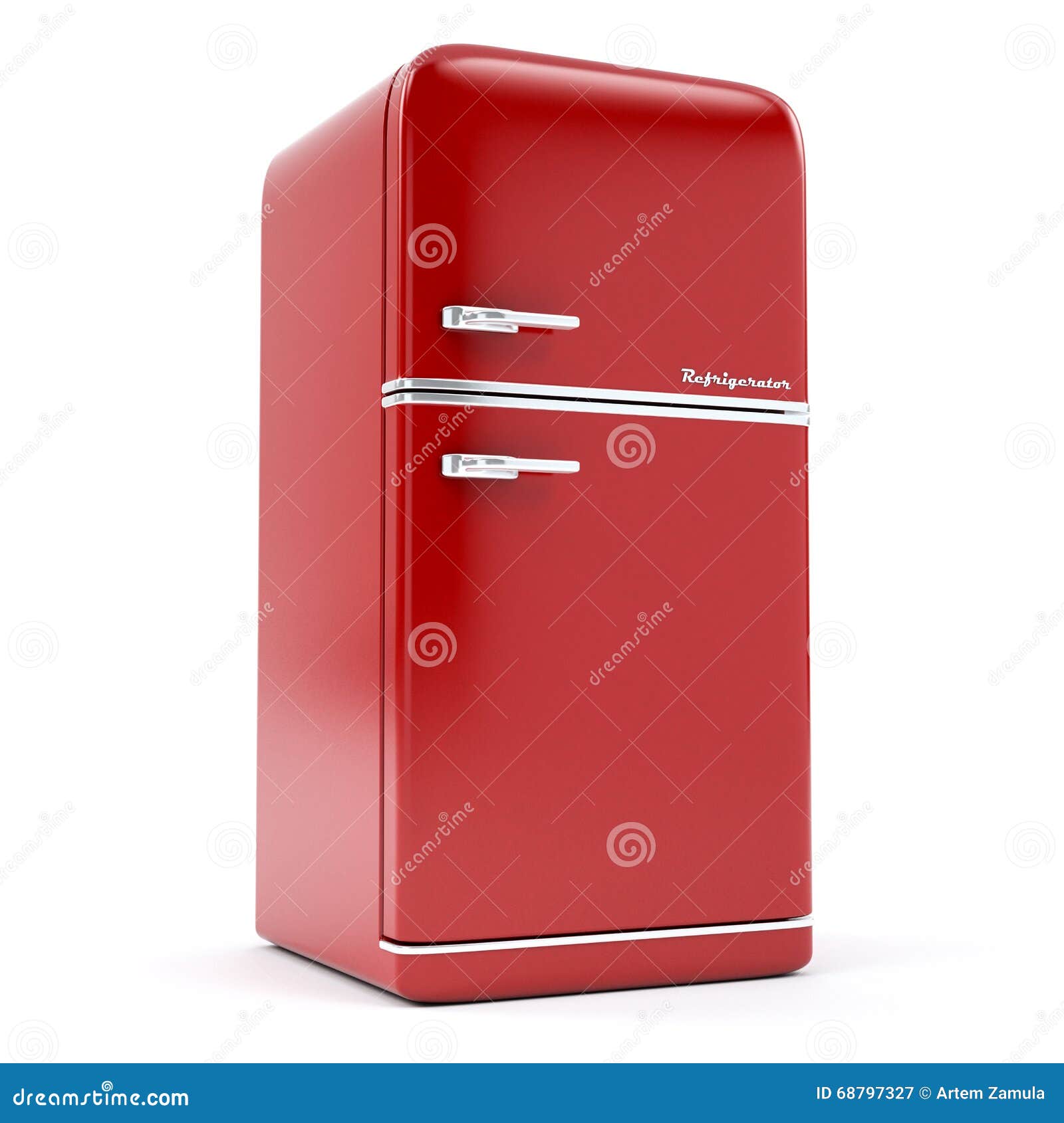 Retro Refrigerator With Opened Door, Cartoon Style, Vector Illustration ...