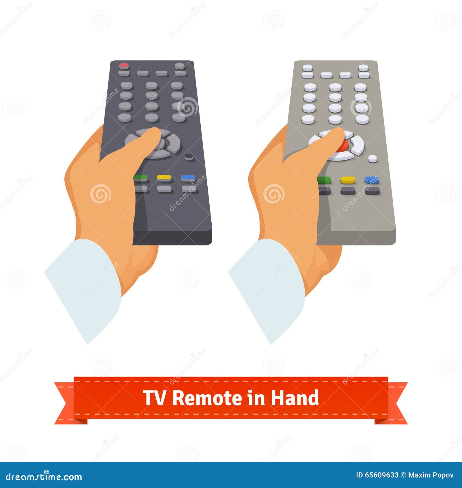 Retro Remote Control in Hand Stock Vector - Illustration of media, menu ...