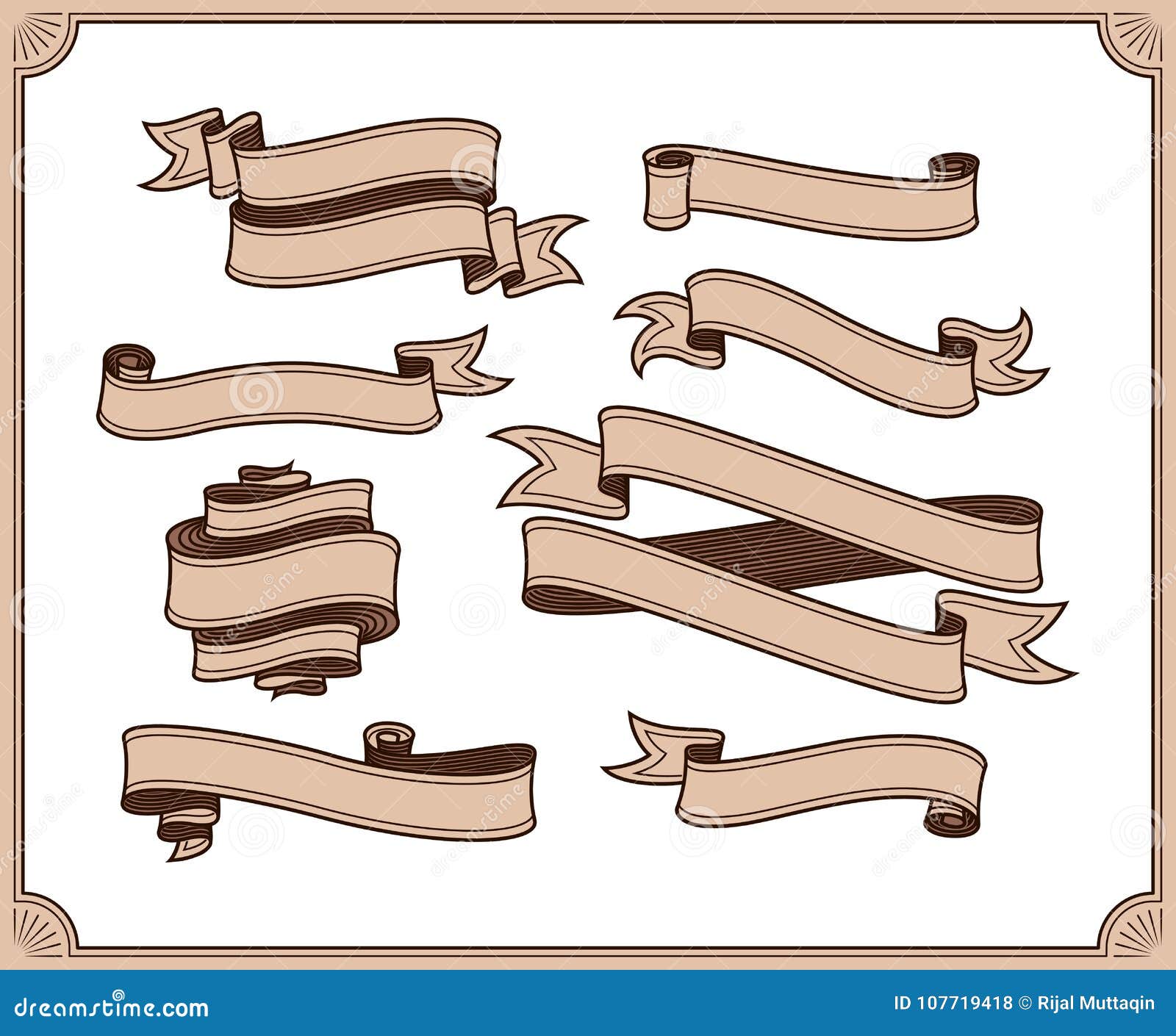 Retro Ribbon Vector Graphic Element Collection Stock Vector ...