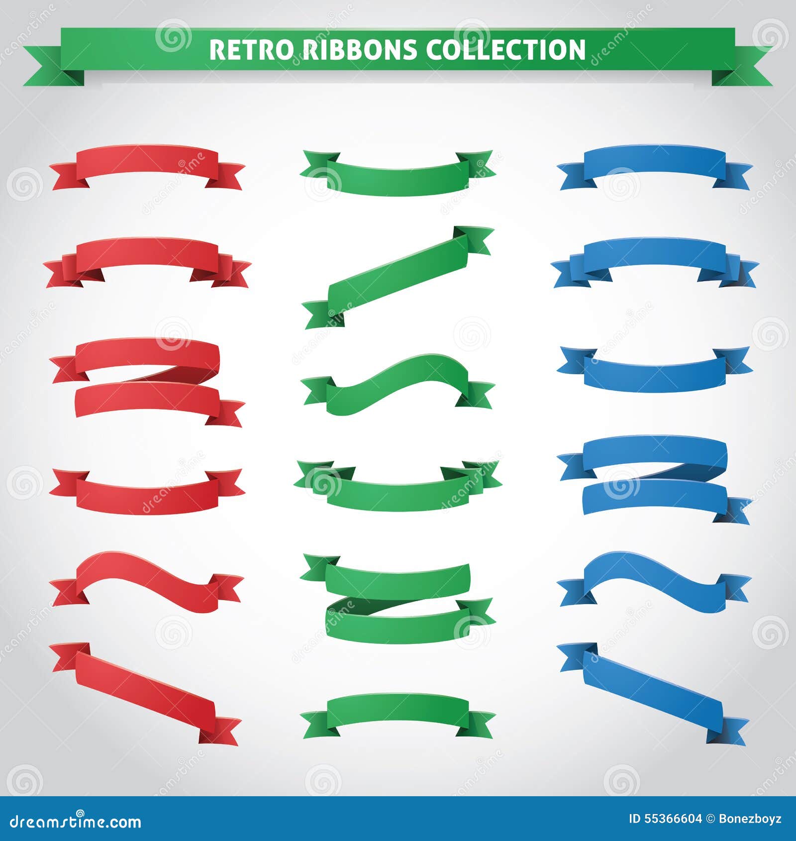 Retro Ribbons Collection stock vector. Illustration of blank - 55366604