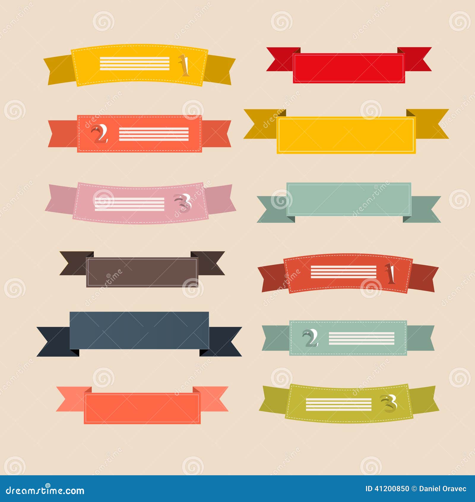 Retro Ribbons Cuttings Composition Poster Cartoon Vector ...