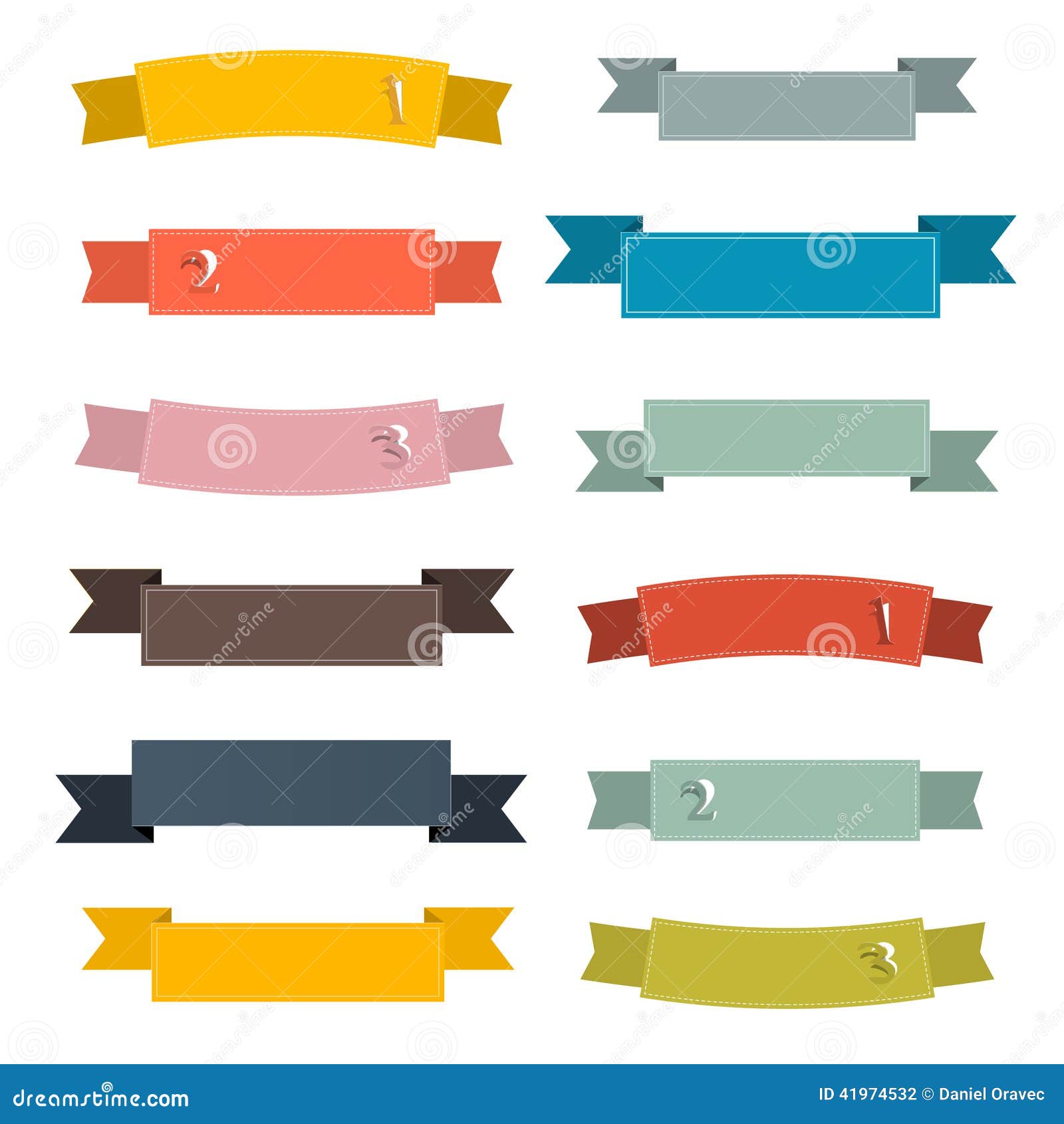 Retro Ribbons Set Illustration Set Stock Vector - Illustration of ...