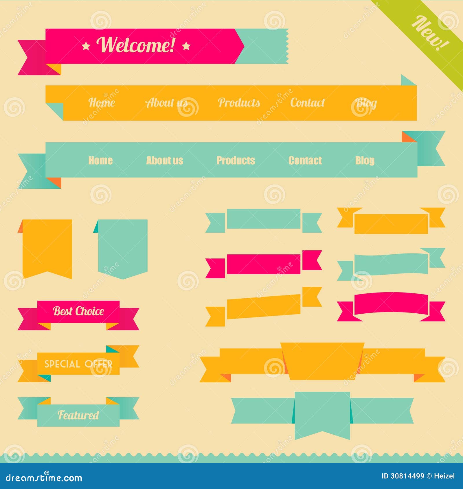 Retro ribbons stock vector. Illustration of label, ribbon - 30814499