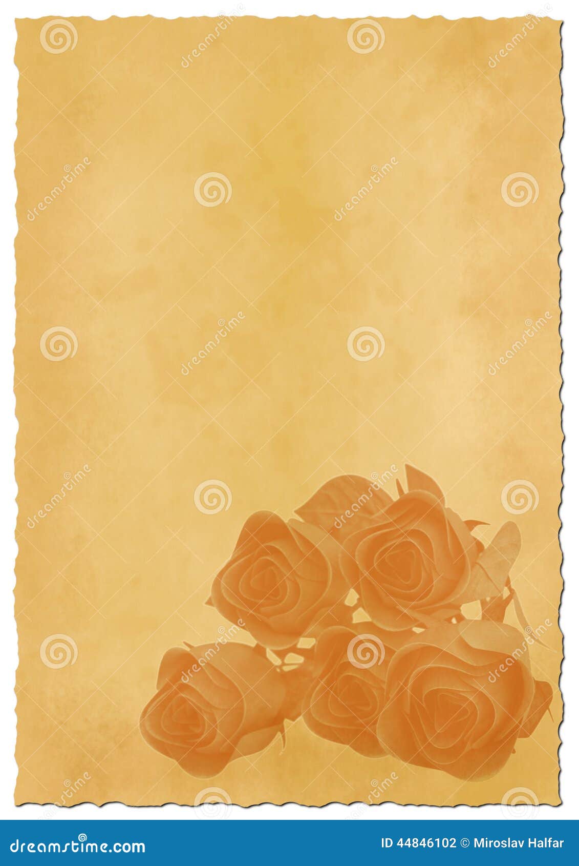 Retro Ripped Paper with Roses Stock Illustration - Illustration of ...