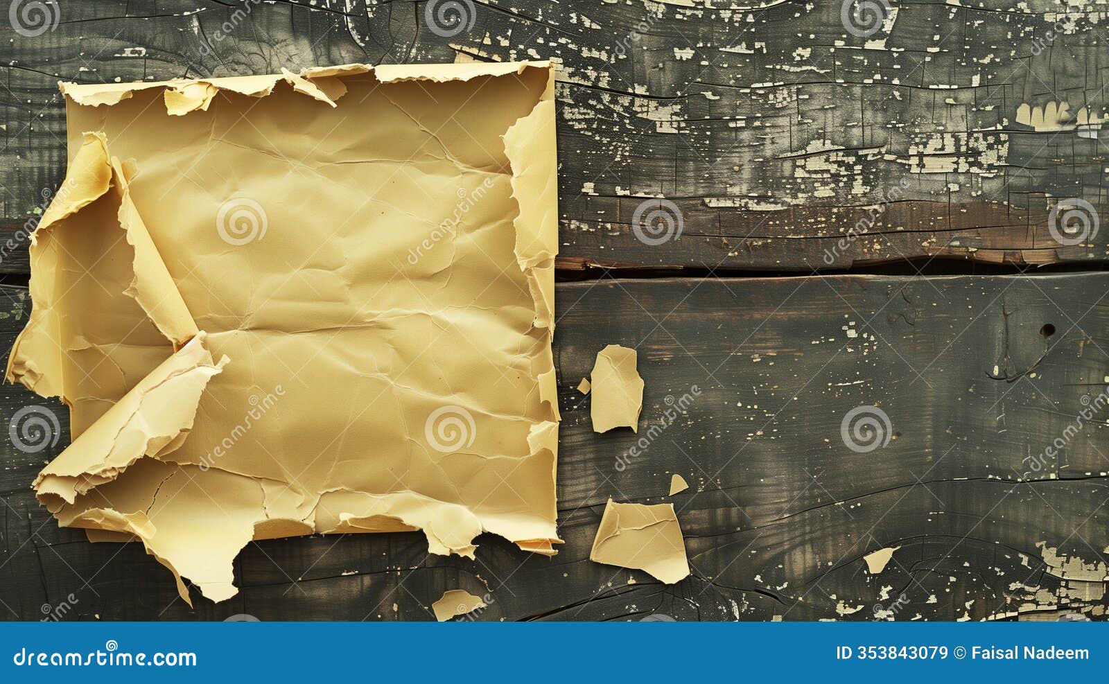 Retro Ripped Post-it Note with Textured Surface, Cardboard Label ...