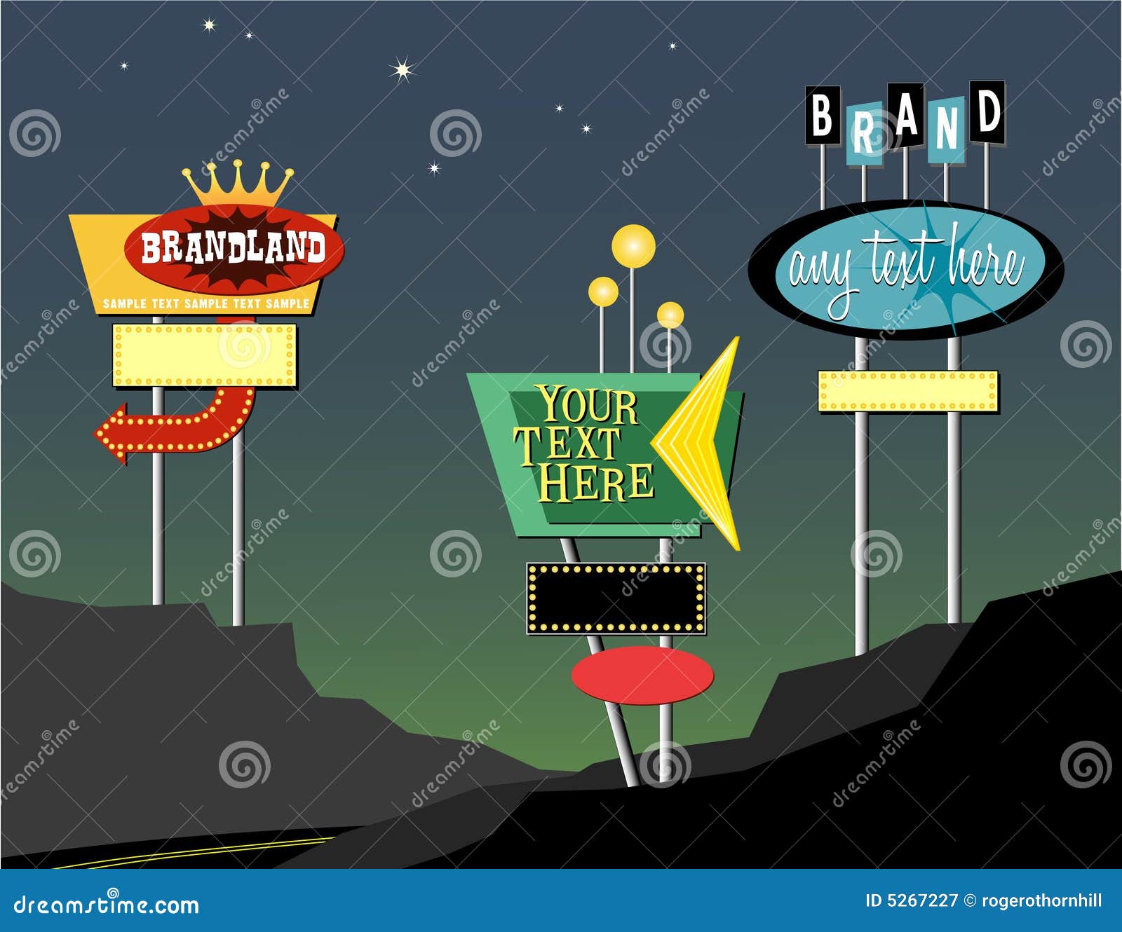 Retro roadside signs stock vector. Illustration of retro - 5267227