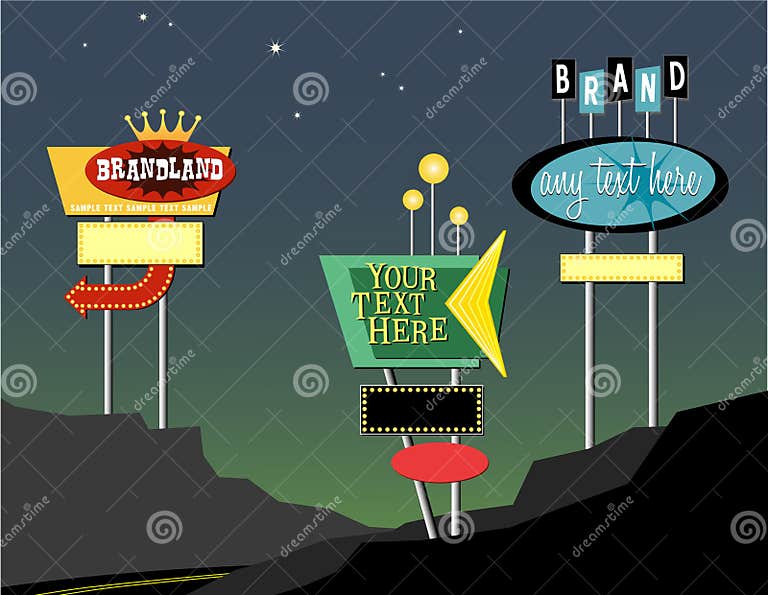 Retro roadside signs stock vector. Illustration of retro - 5267227