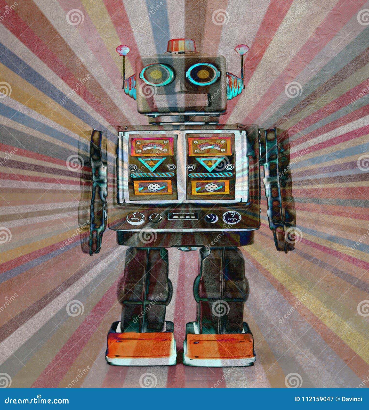 Retro robot art stock image. Image of fiction, machinery - 112159047