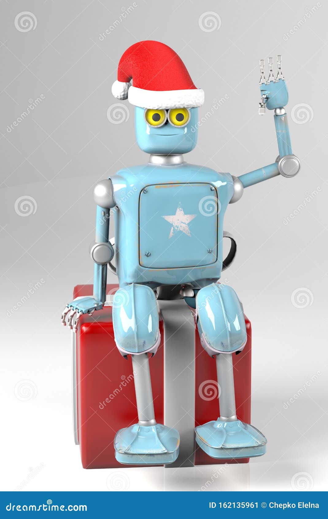 Retro Robot in Christmas Hat,christmas Celebration,3d Render Stock ...