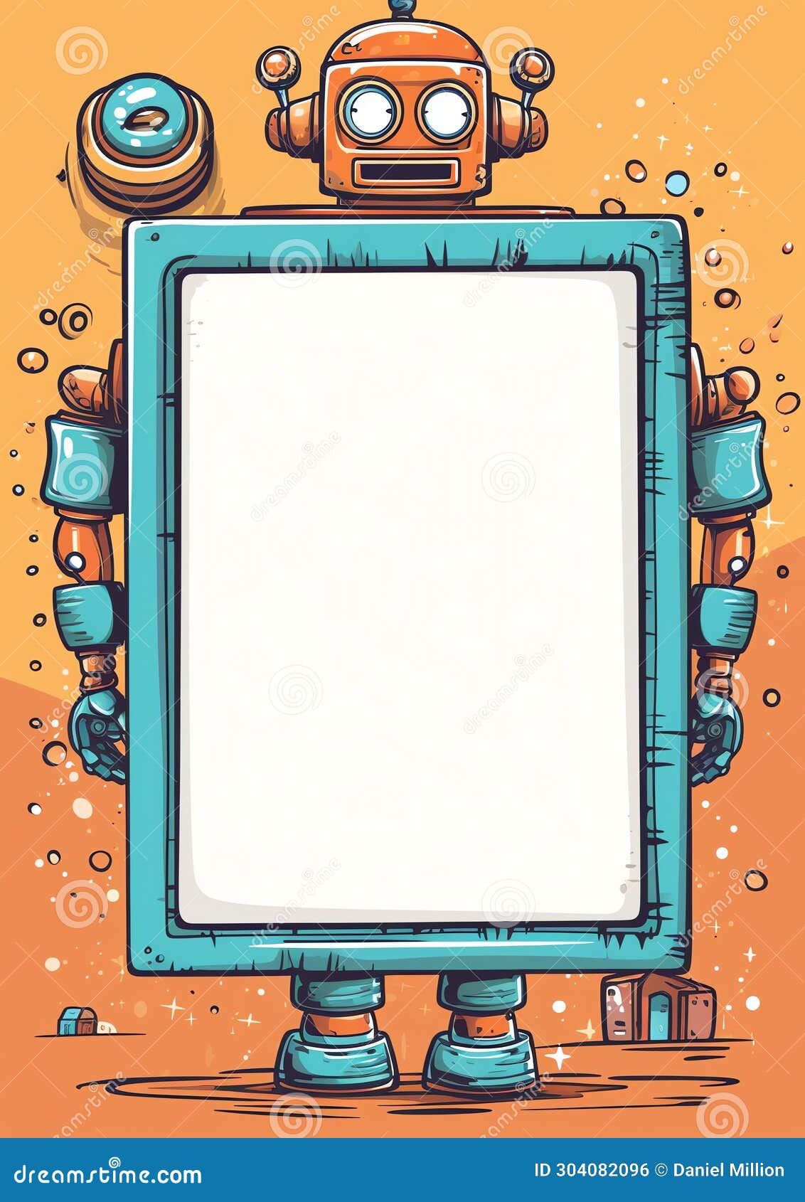 Retro Robot and Computer Frame 80s Retro Nostalgic Stock Illustration ...