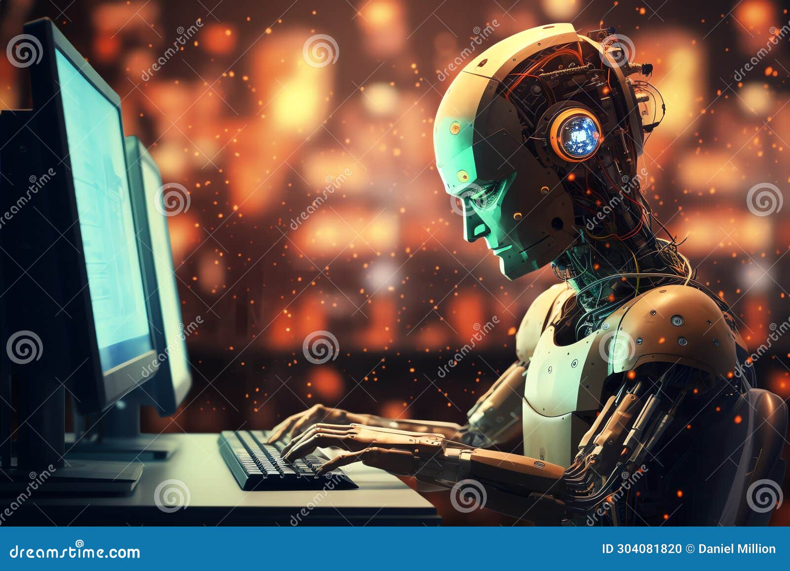 Retro Robot and Computer Themed Background 80s Retro Nostalgic Stock ...