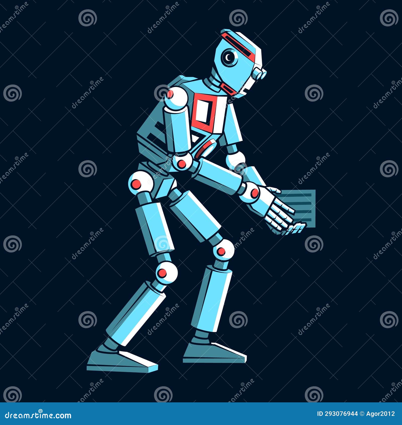 Retro Robot is Doing Something with a Certain Device Stock Vector ...