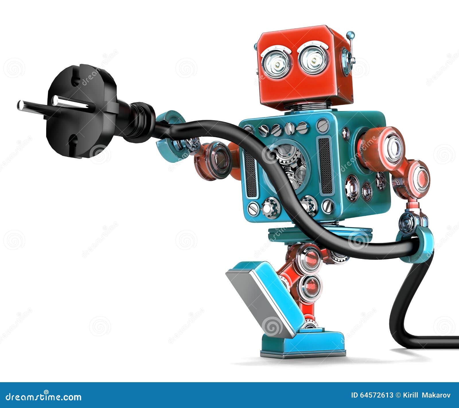 Retro Robot With Electric Plug. . Contains Clipping Path Stock ...
