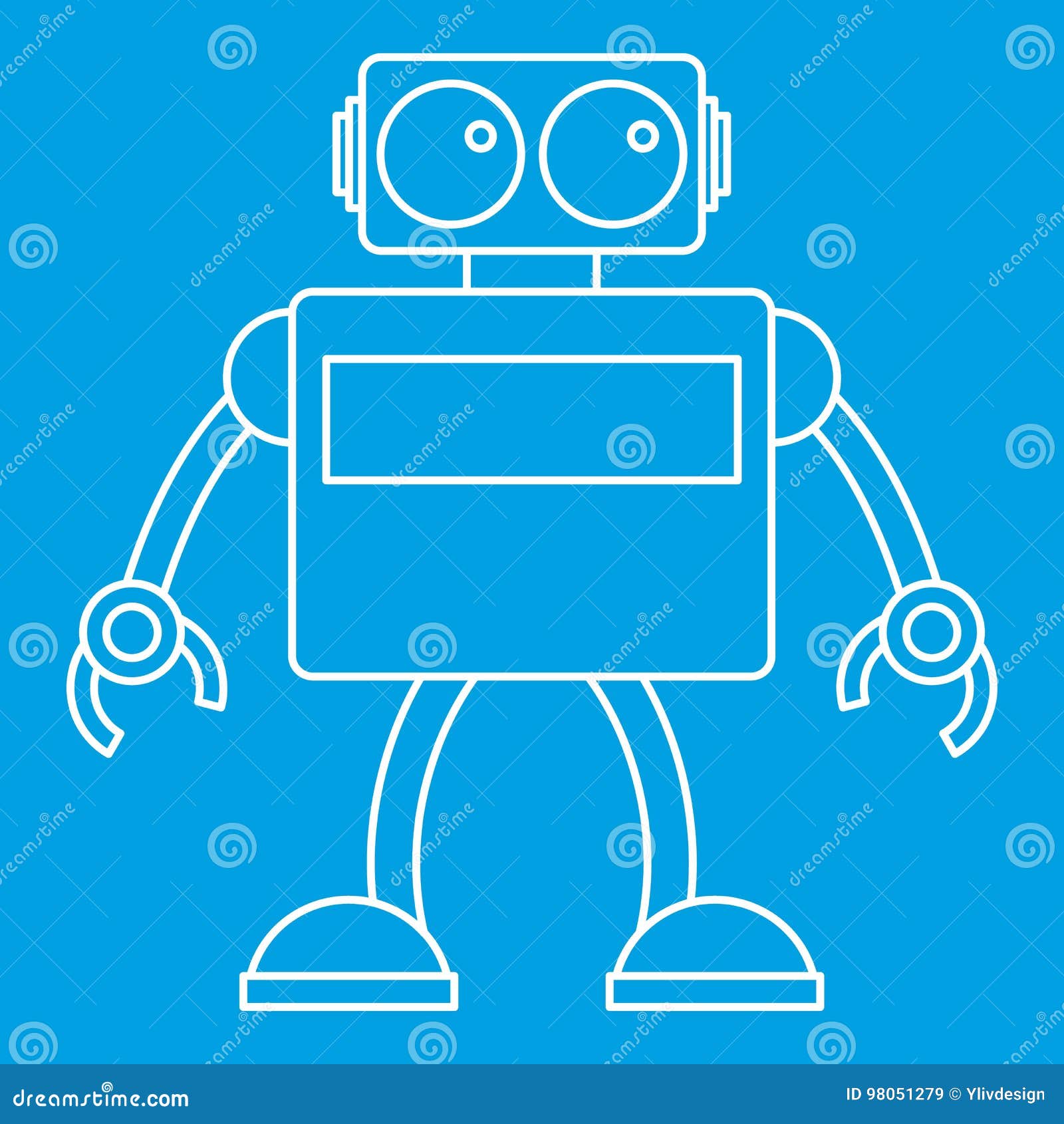 Retro Robot Icon, Outline Style Stock Vector - Illustration of concept ...