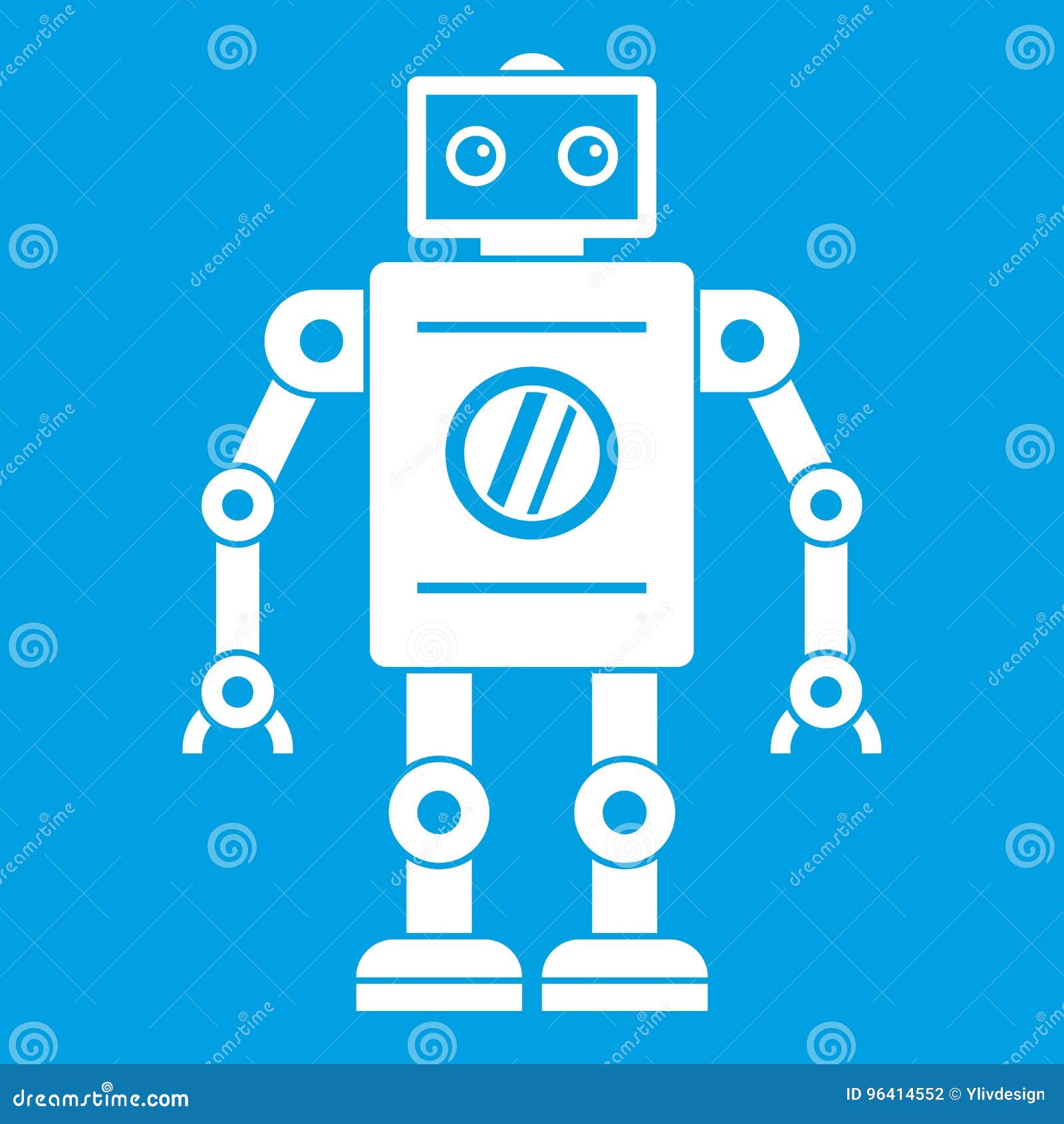 Retro robot icon white stock vector. Illustration of mechanical - 96414552