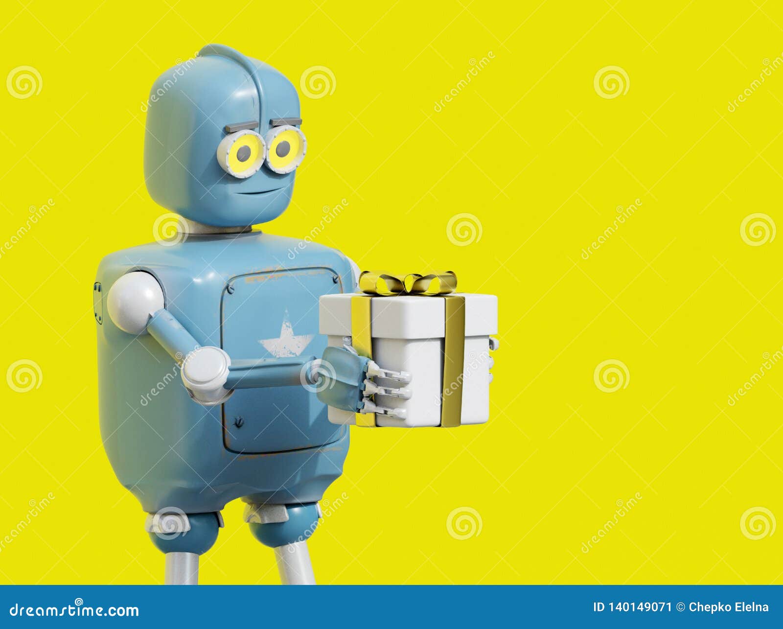 Retro Robot Presenting Gift Box Stock Illustration - Illustration of ...