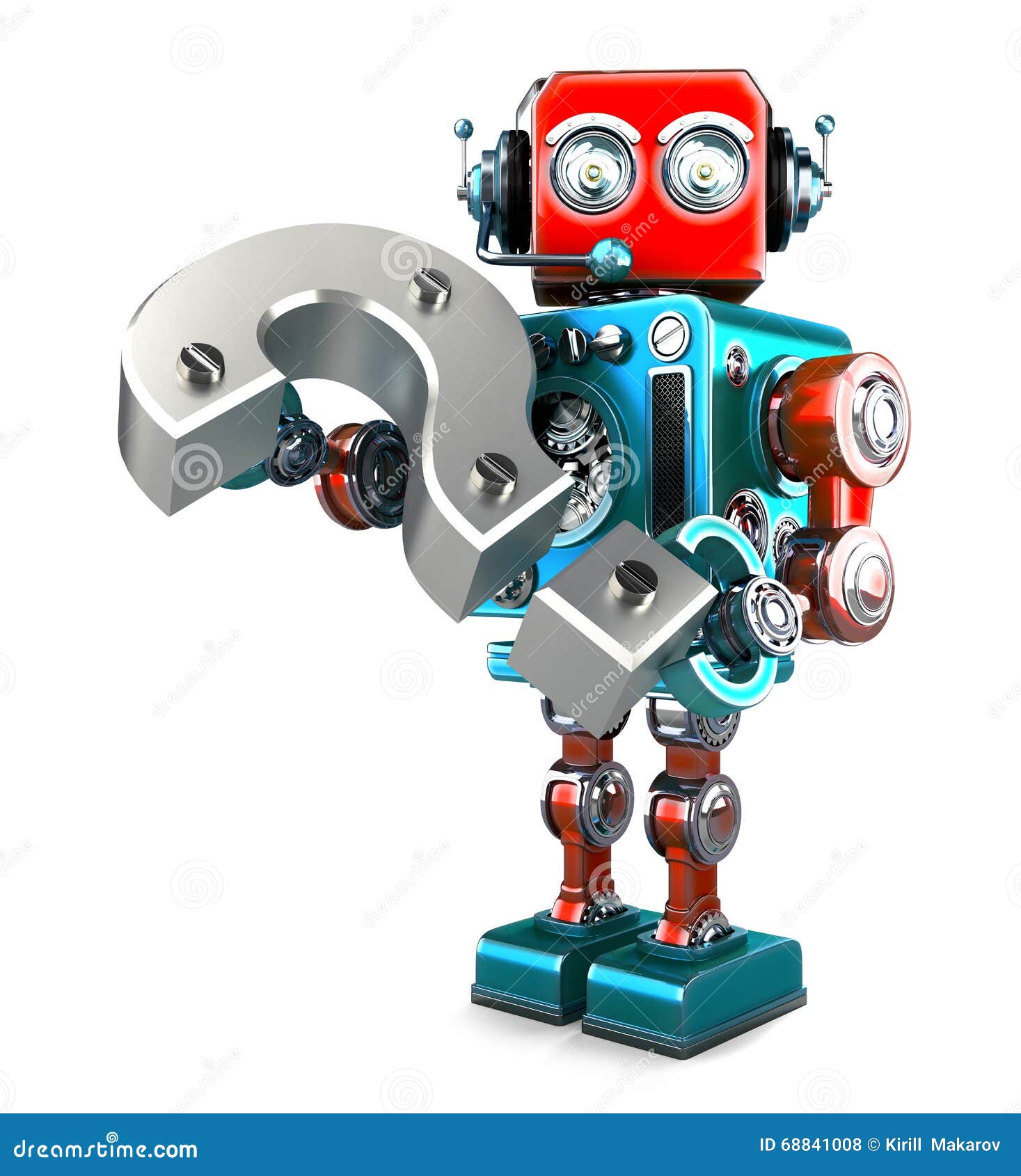 Retro Robot with Question Mark. . Contains Clipping Path Stock ...