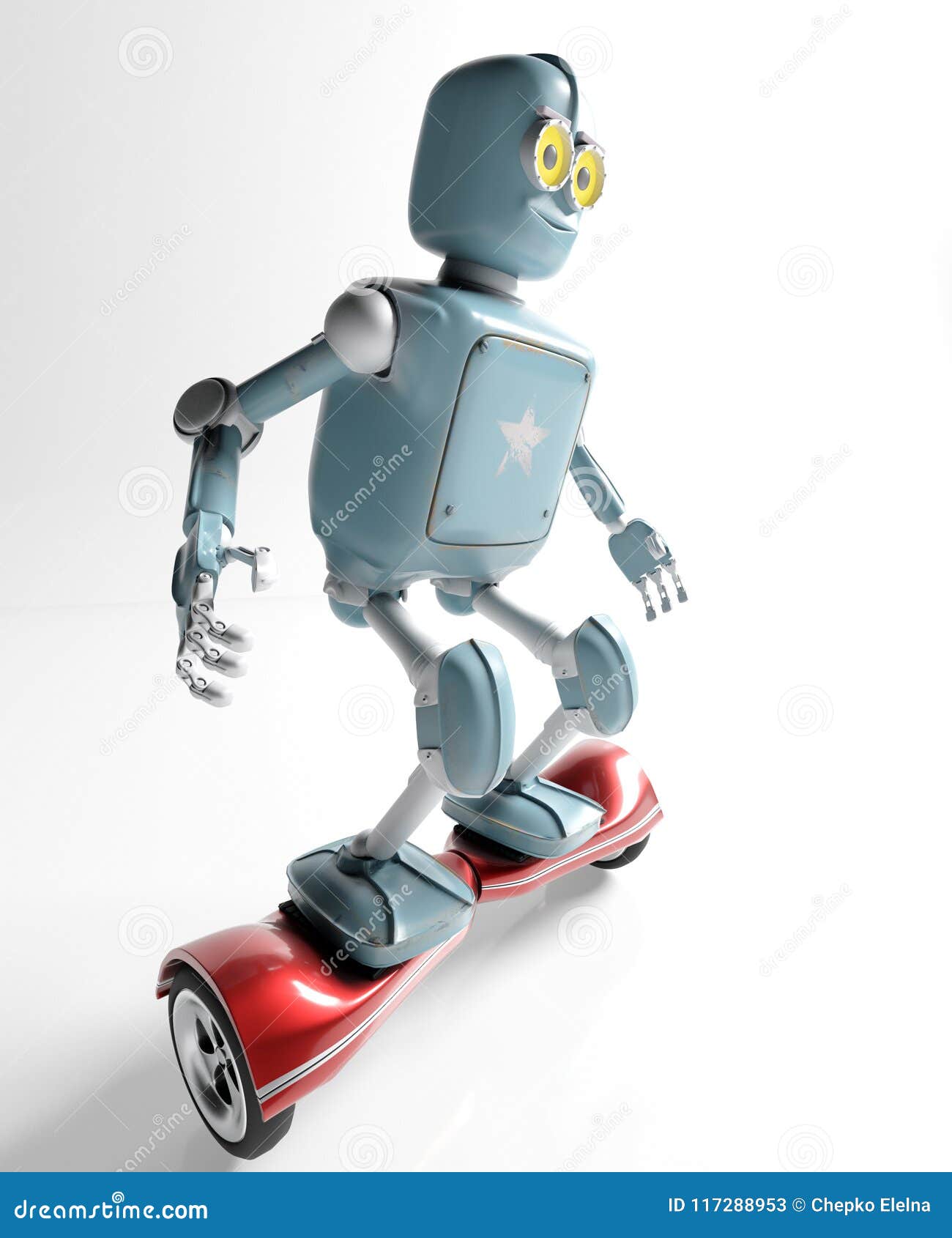 A Robot With A Gyro On One Wheel, Artificial Intelligence. Contour ...