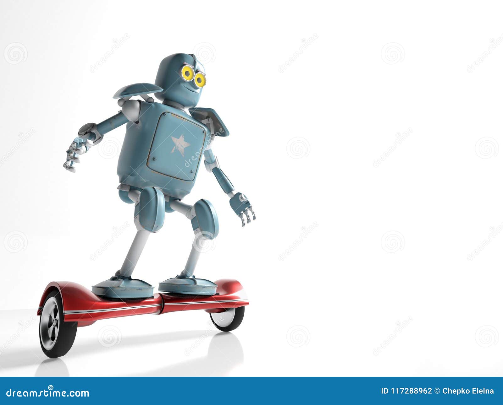 A Robot With A Gyro On One Wheel. Artificial Intelligence. Vector ...