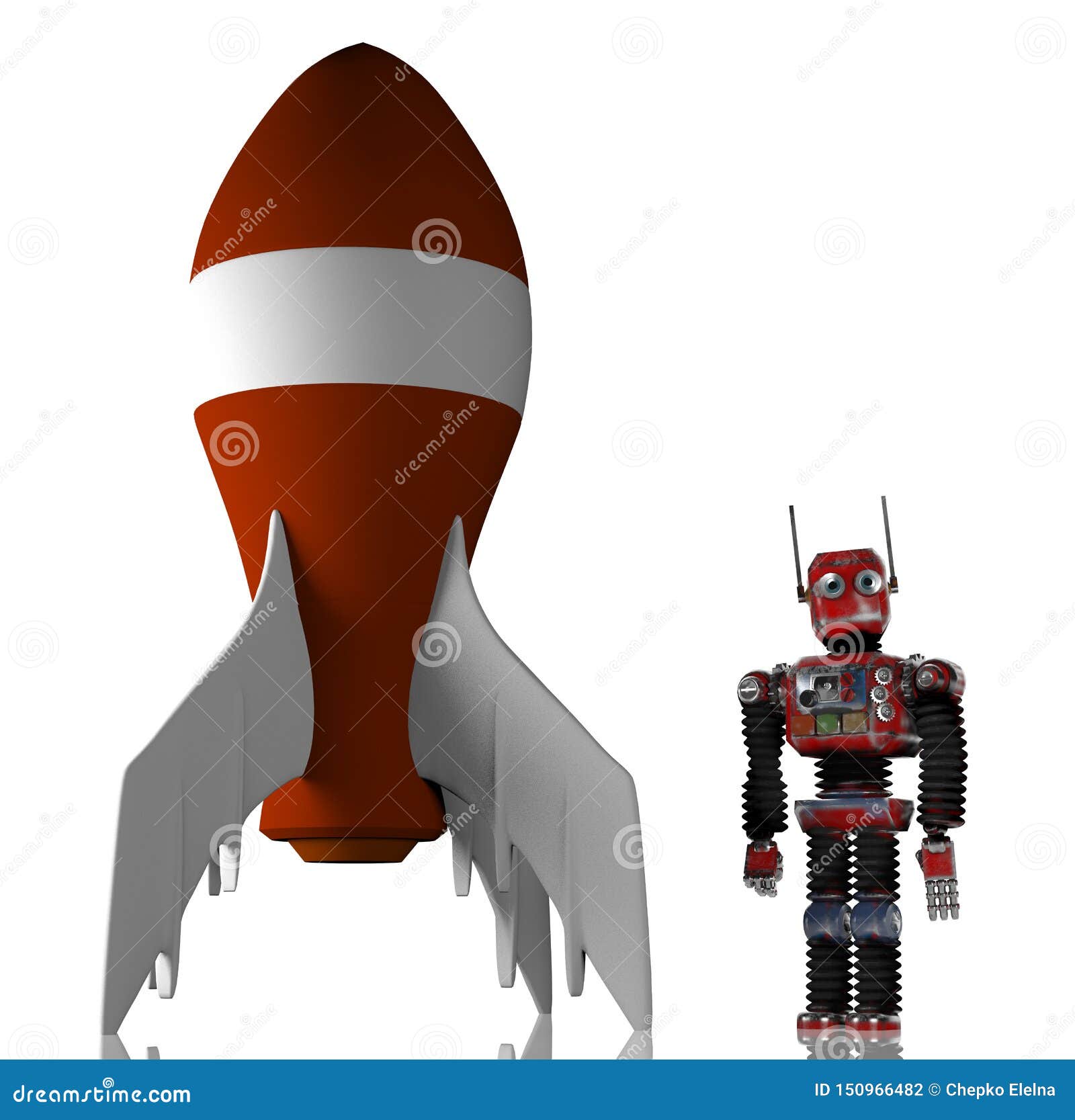 Retro Robot With A Rocket,render, 3d Stock Photography | CartoonDealer ...
