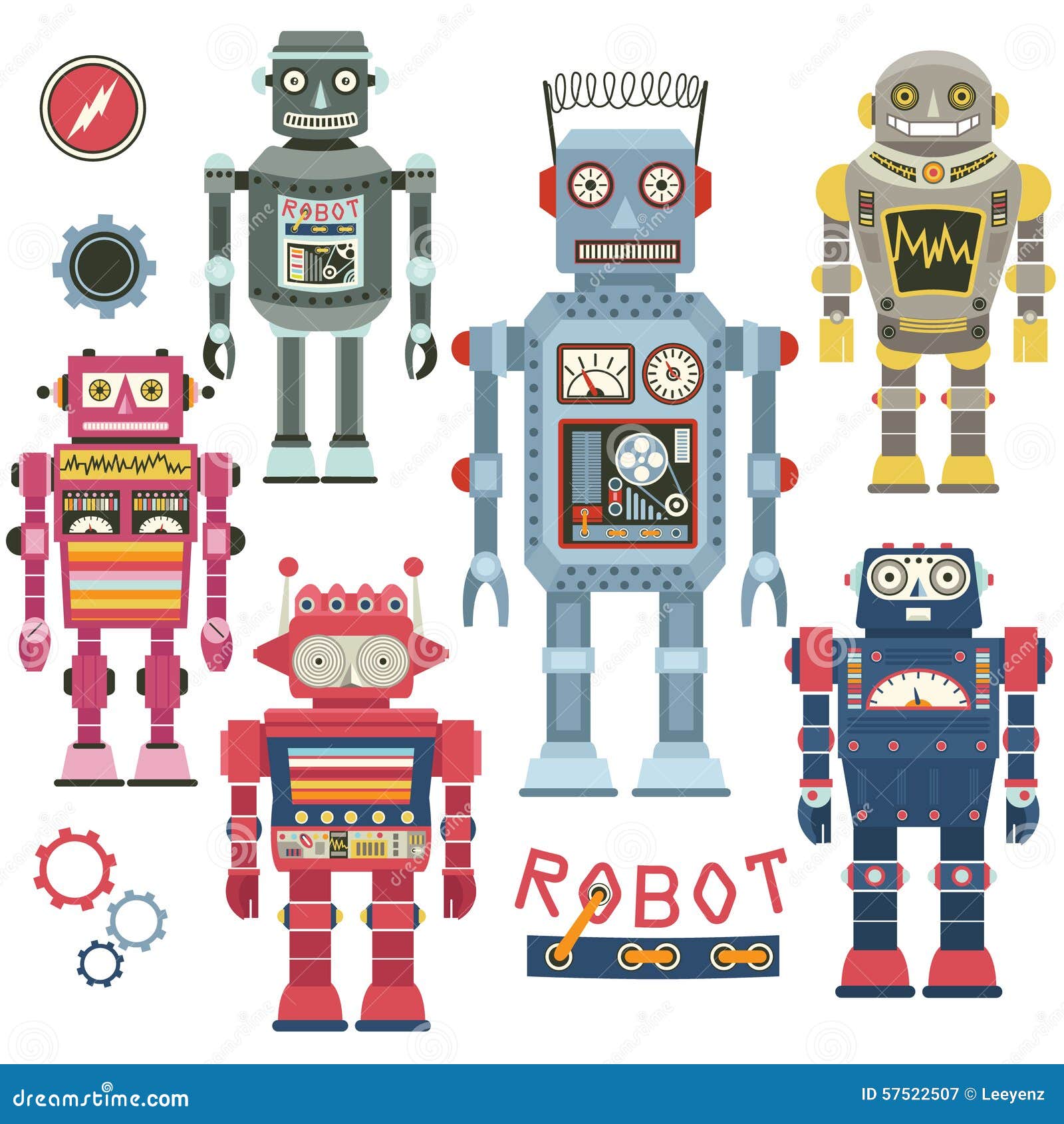 Retro Robot Logo Vector Illustration | CartoonDealer.com #104935710