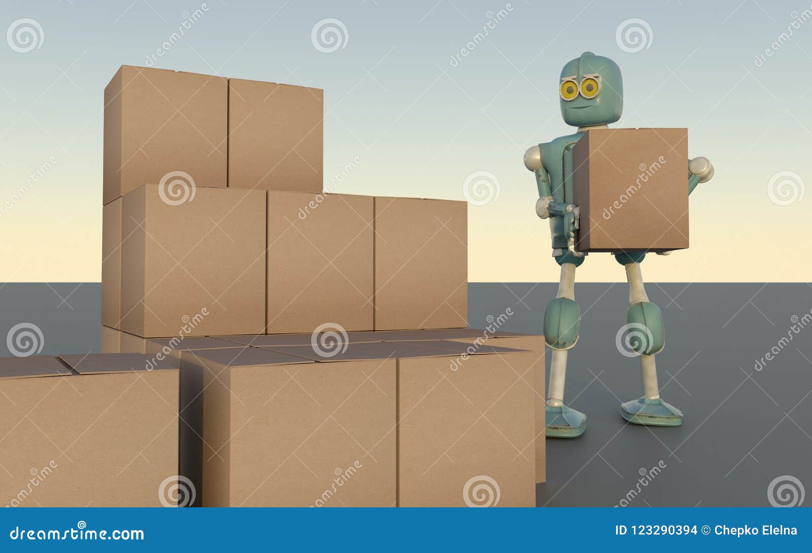 Robot Shipping Boxes Loading Van Stock Photos - Free & Royalty-Free ...