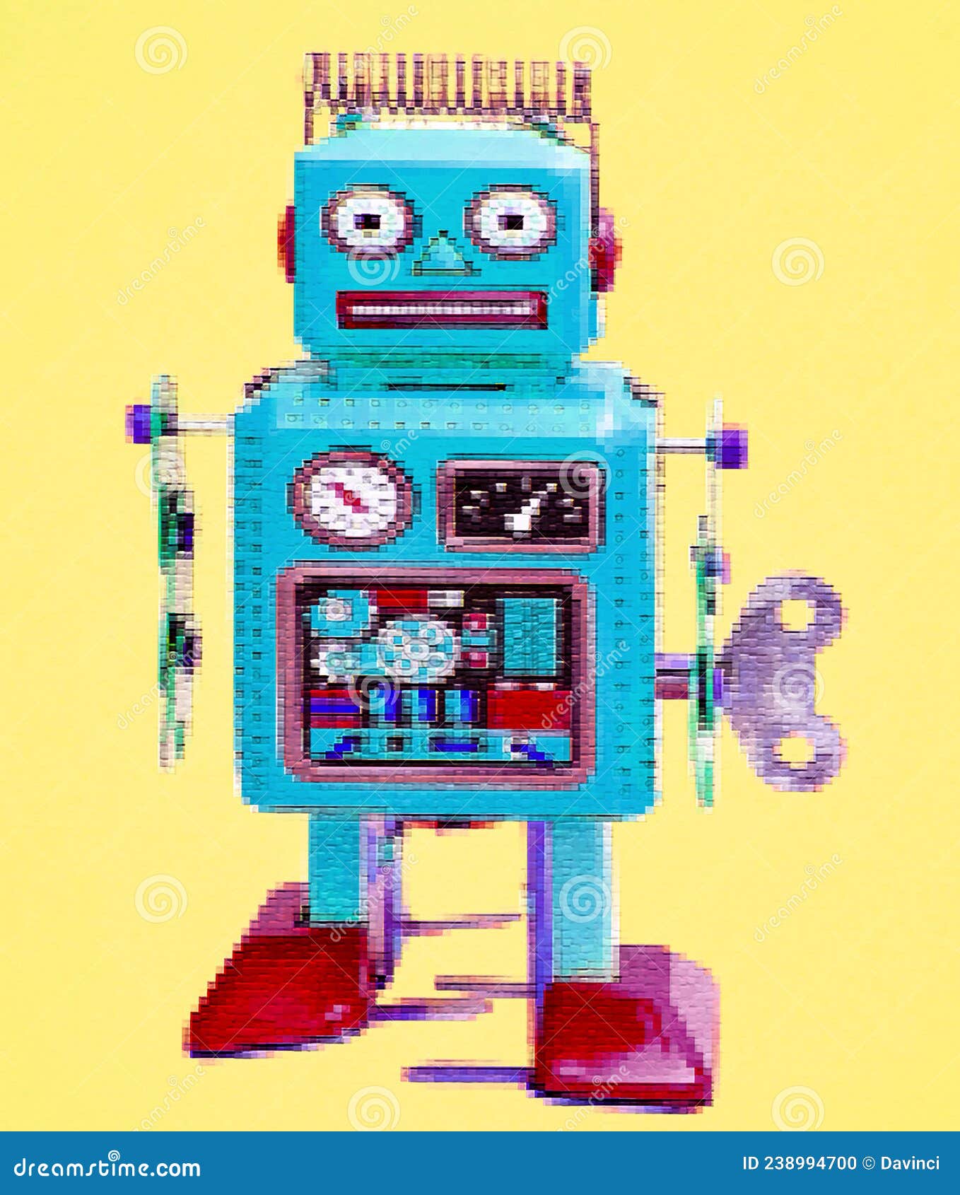 Retro Robot Toy in Pastel Color Stock Illustration - Illustration of ...