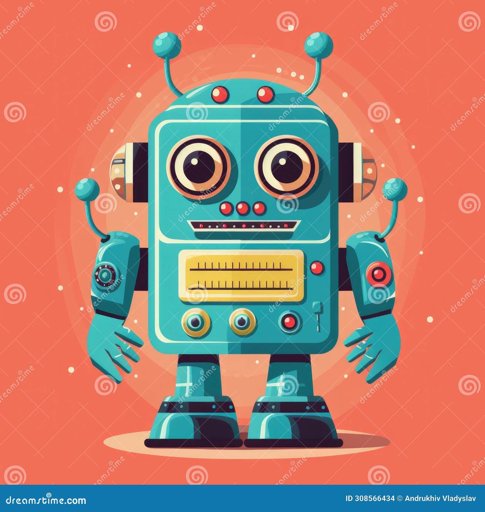 Retro Robot. Vector Illustration in Flat Style Stock Illustration ...
