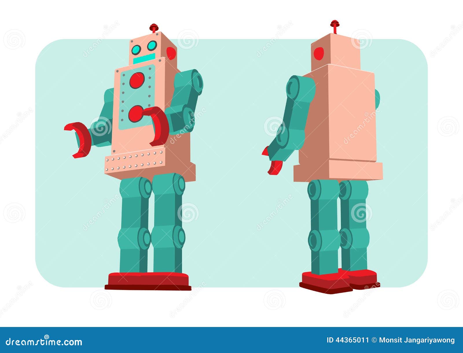 Retro Robot Vector Illustration Stock Vector - Illustration of vintage ...
