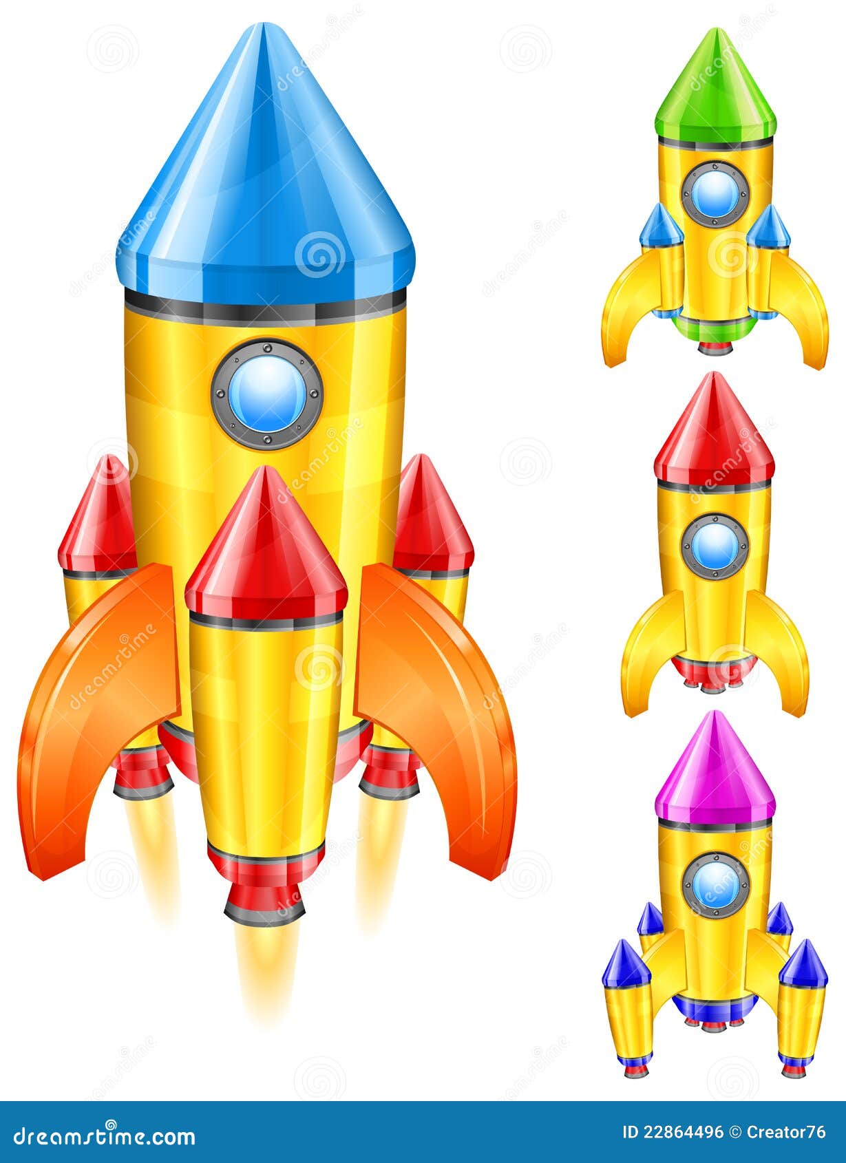 Retro Rocket Illustration Cartoon Vector | CartoonDealer.com #22293095
