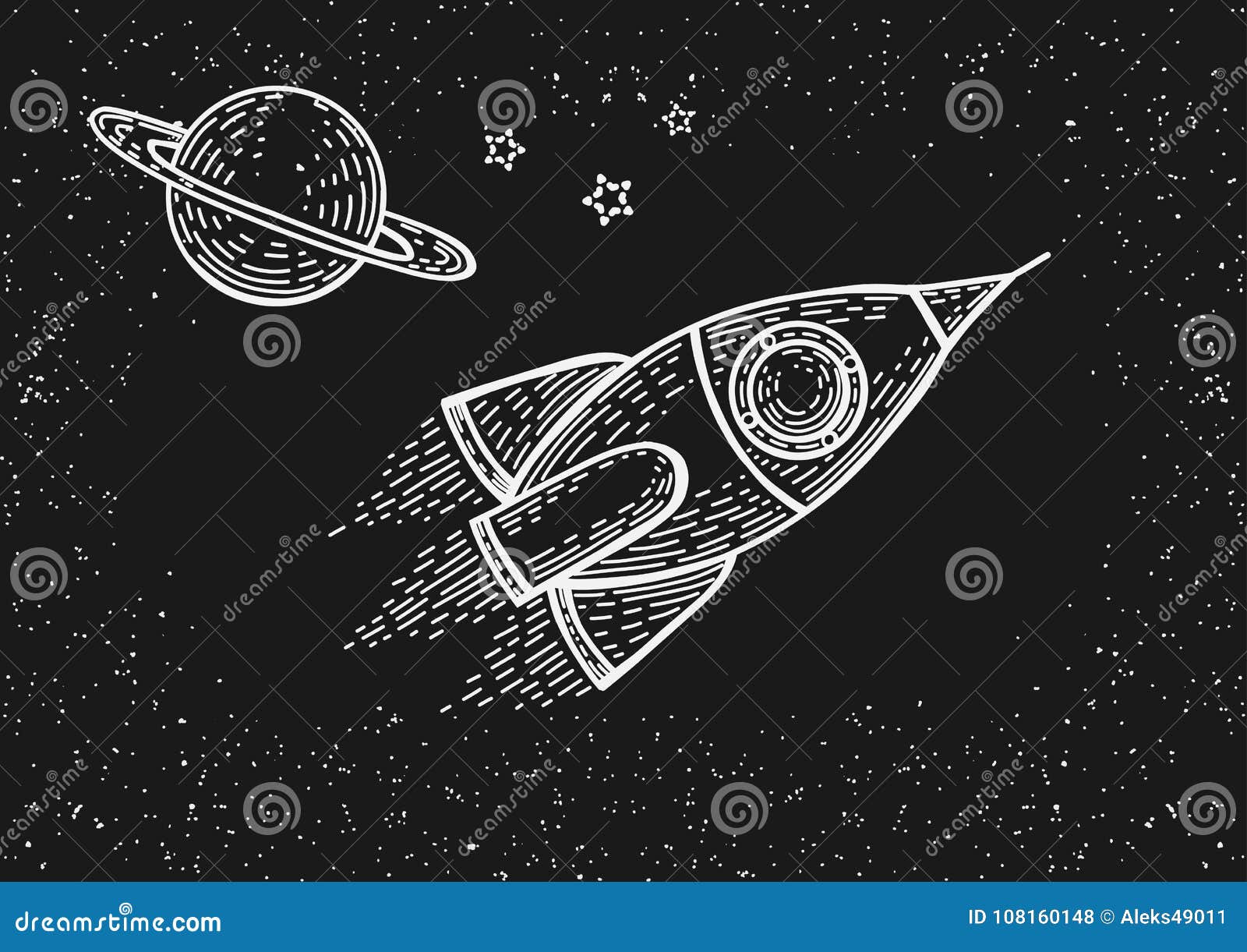 Retro rocket in flight stock vector. Illustration of design - 108160148