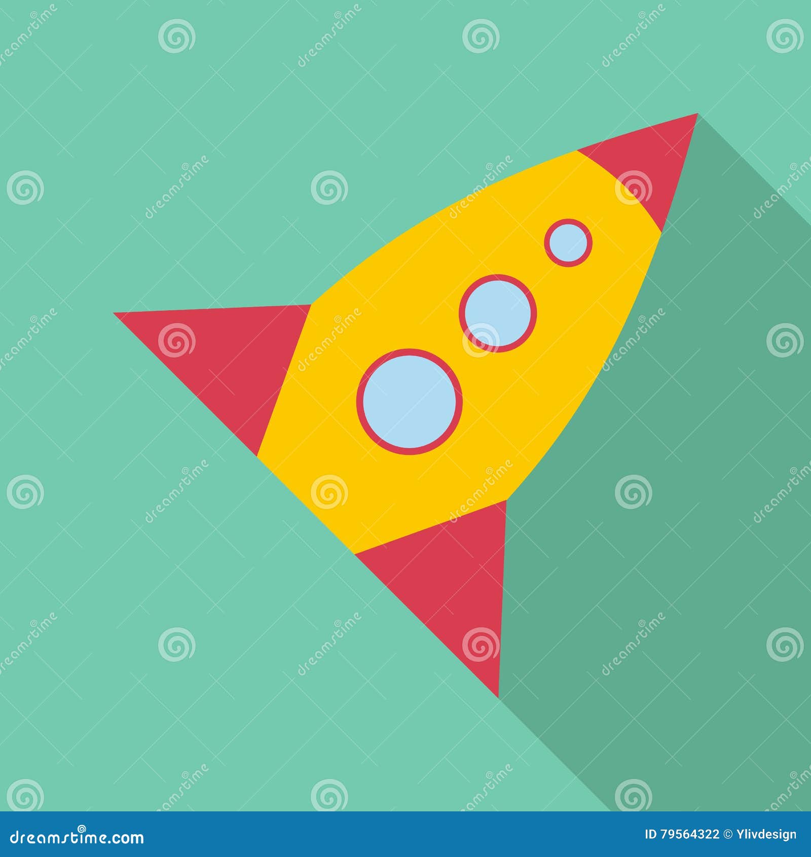 Retro Rocket Icon, Flat Style Stock Vector - Illustration of launch ...