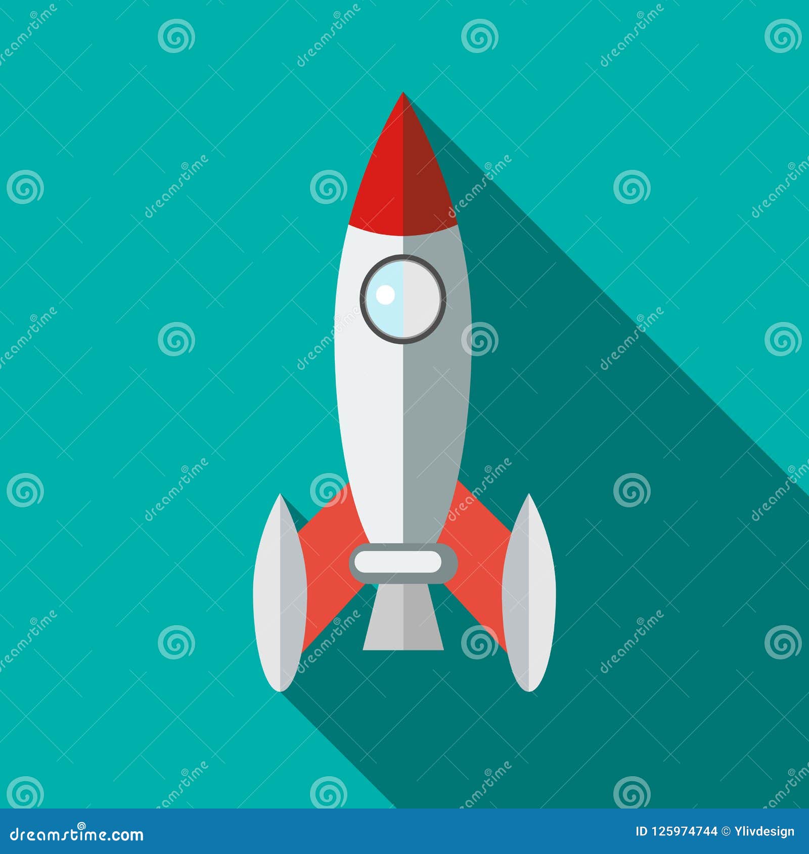 Retro Rocket Icon in Flat Style Stock Illustration - Illustration of ...