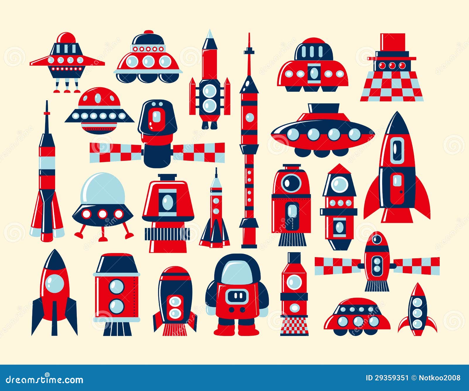Retro Rocket Icons Set Element Stock Vector - Illustration of isolated ...
