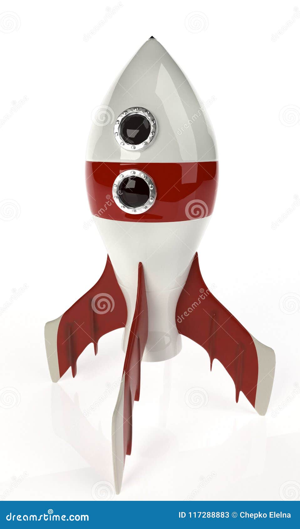Retro Rocket Space Ship Isolated on White Stock Illustration ...
