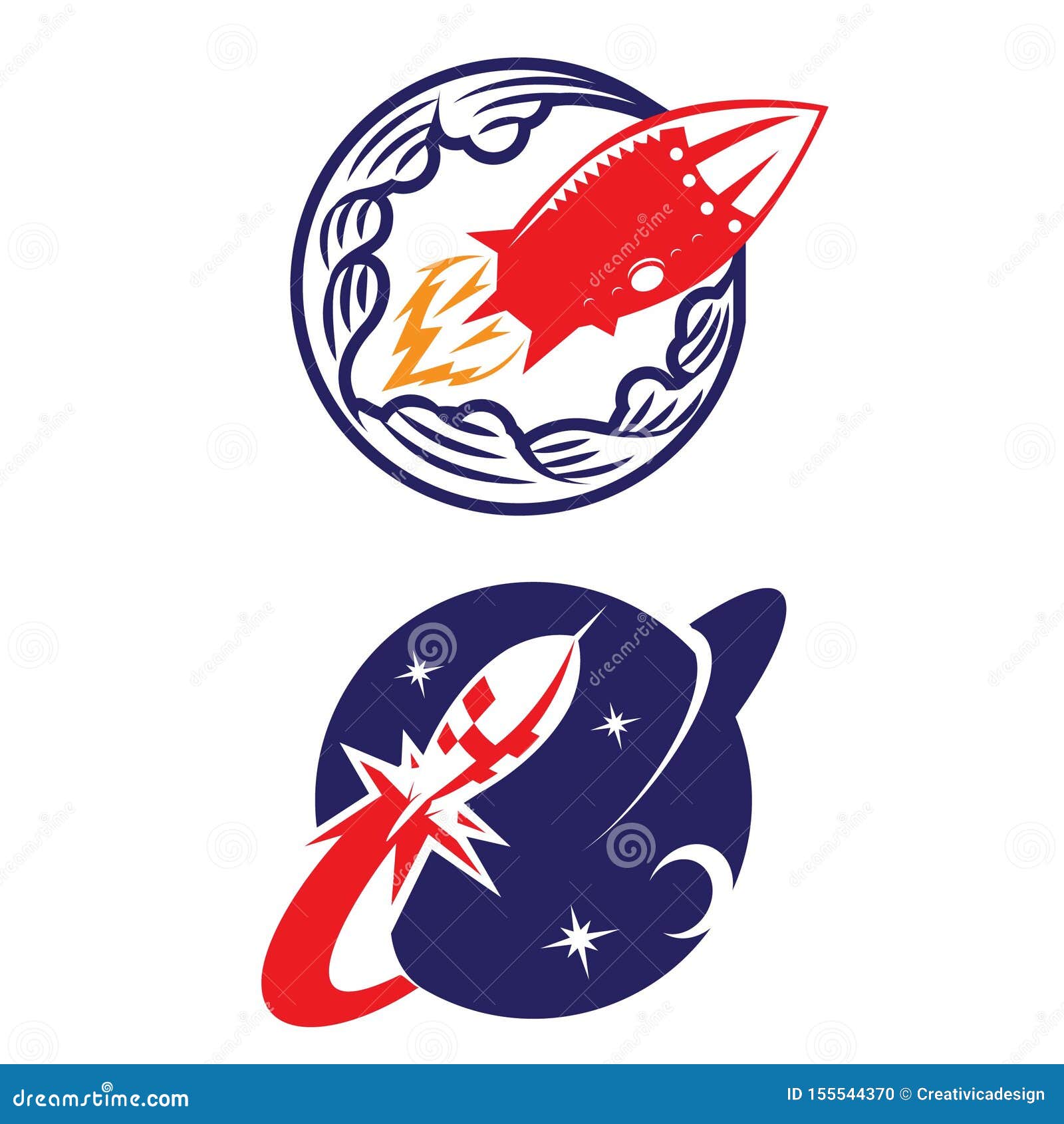 Retro Rockets. Vintage Rocket Science Vector Illustration Stock Vector ...