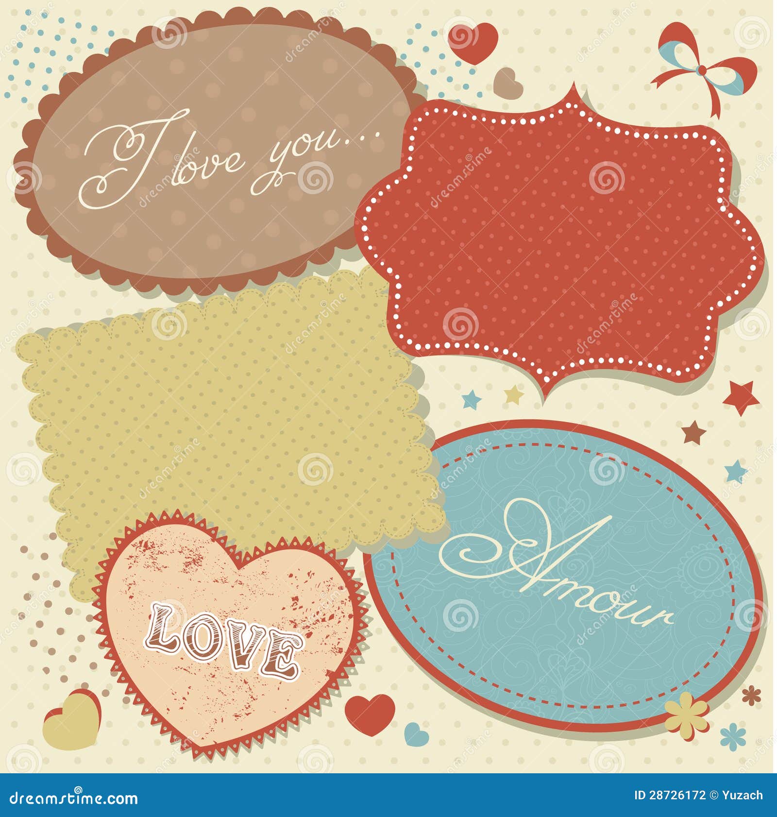 Retro Romantic Love Stickers and Tags Stock Vector - Illustration of ...