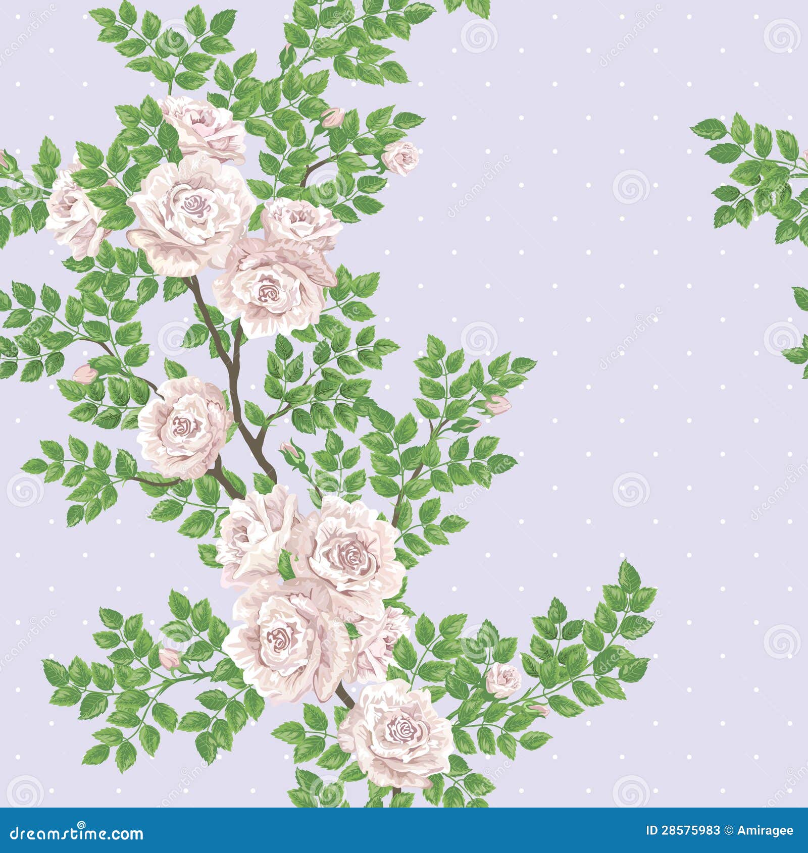 Retro Romantic Pattern with Roses Stock Vector - Illustration of briar ...