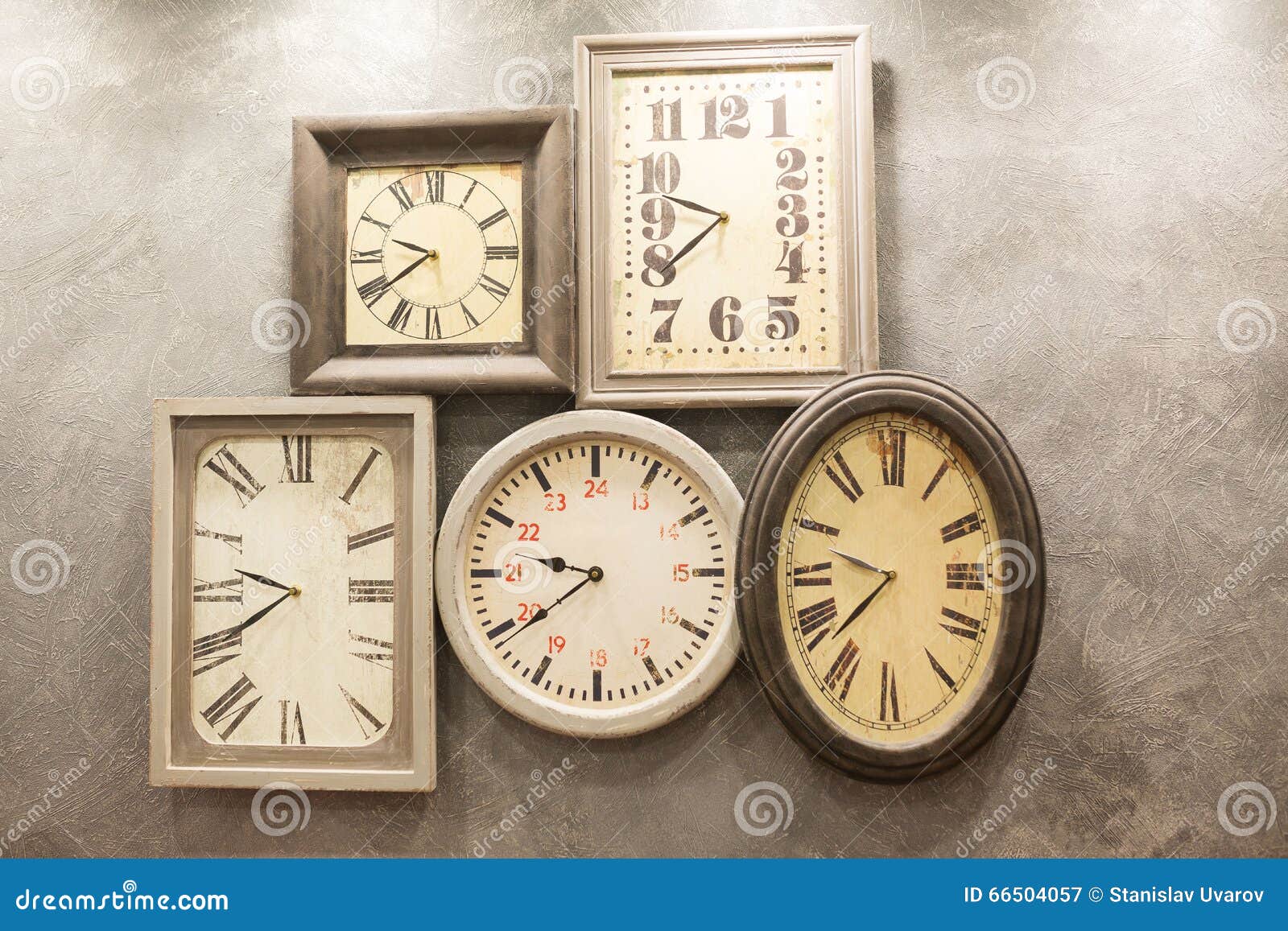 Retro room with clocks stock image. Image of furniture - 66504057