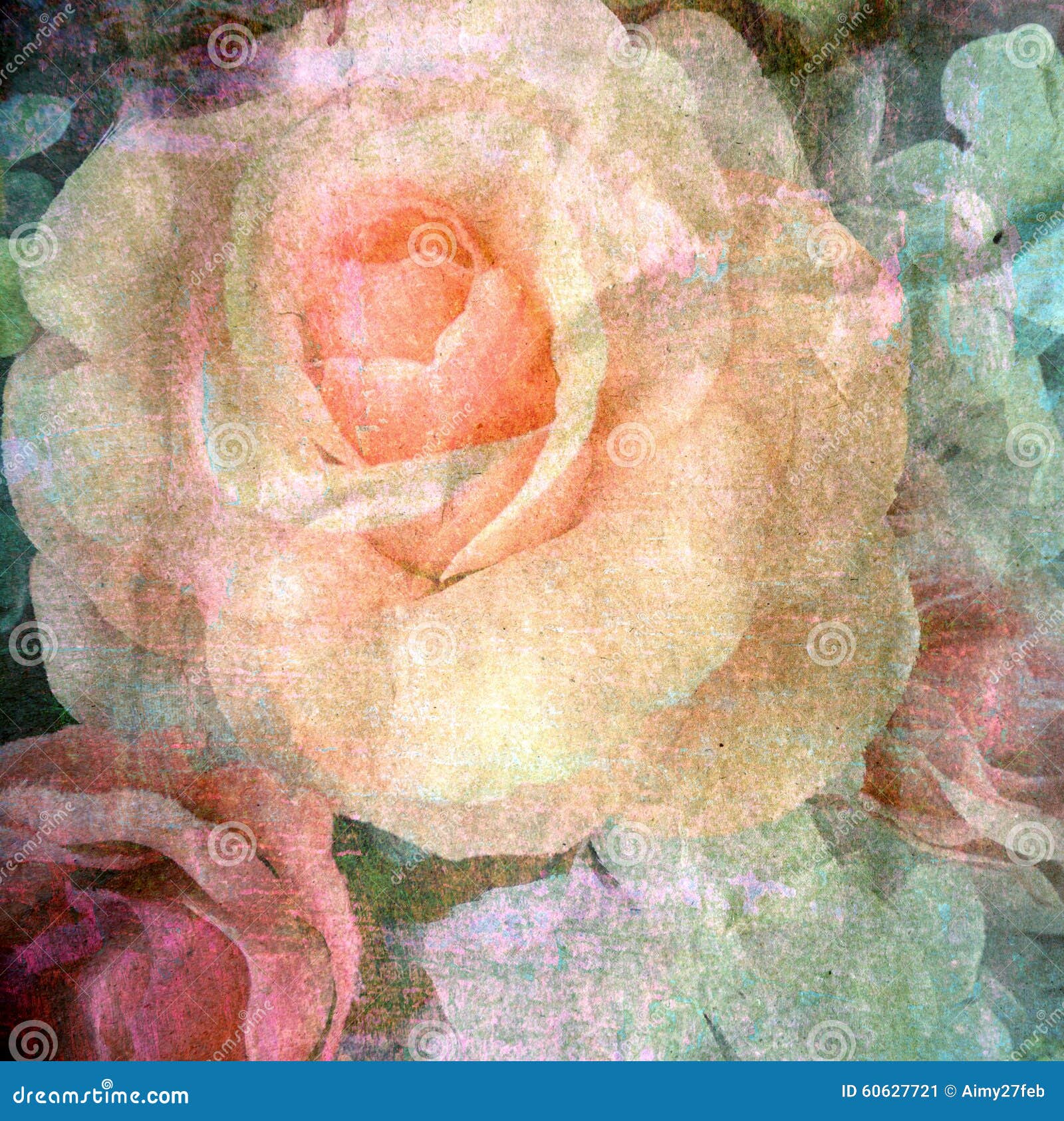 Retro Rose On Paper Texture Background Stock Photography ...