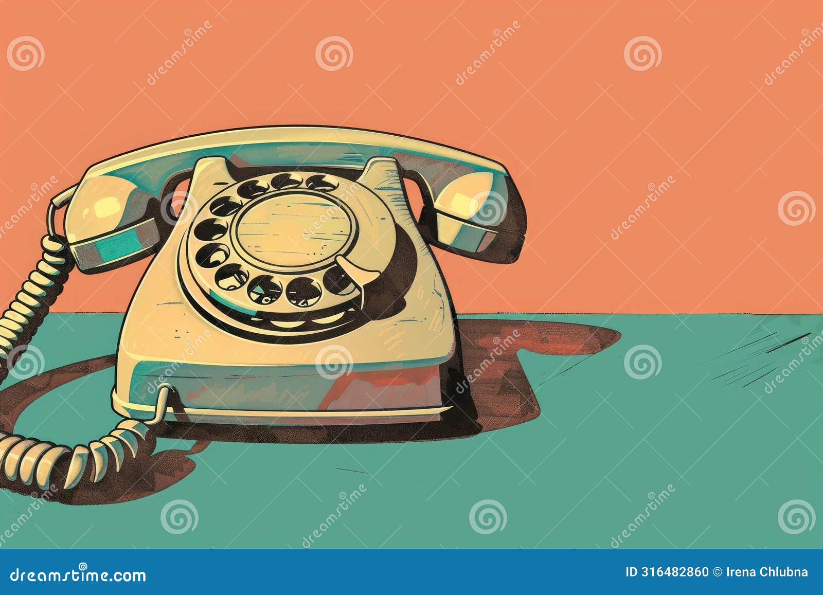Retro Rotary Dial Telephone Stock Illustration - Illustration of dial ...
