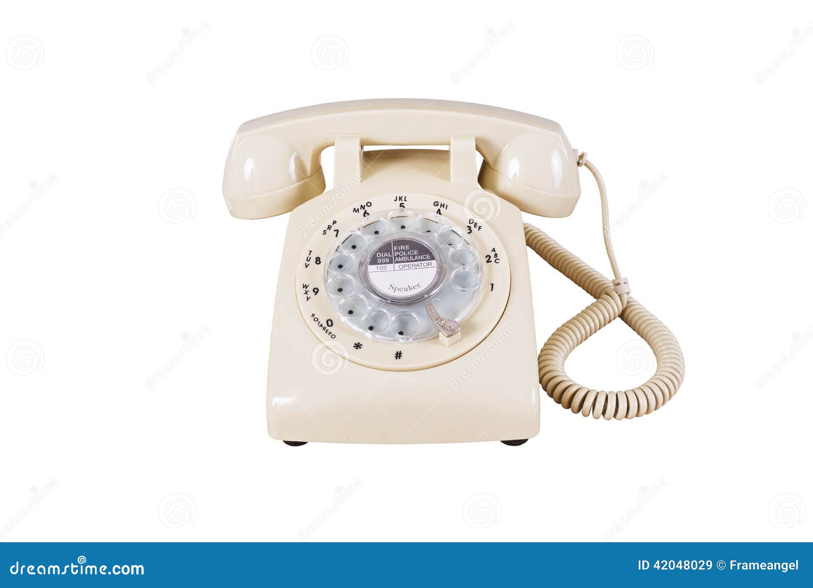 Retro Rotary Vintage Telephone on White Stock Image - Image of device ...