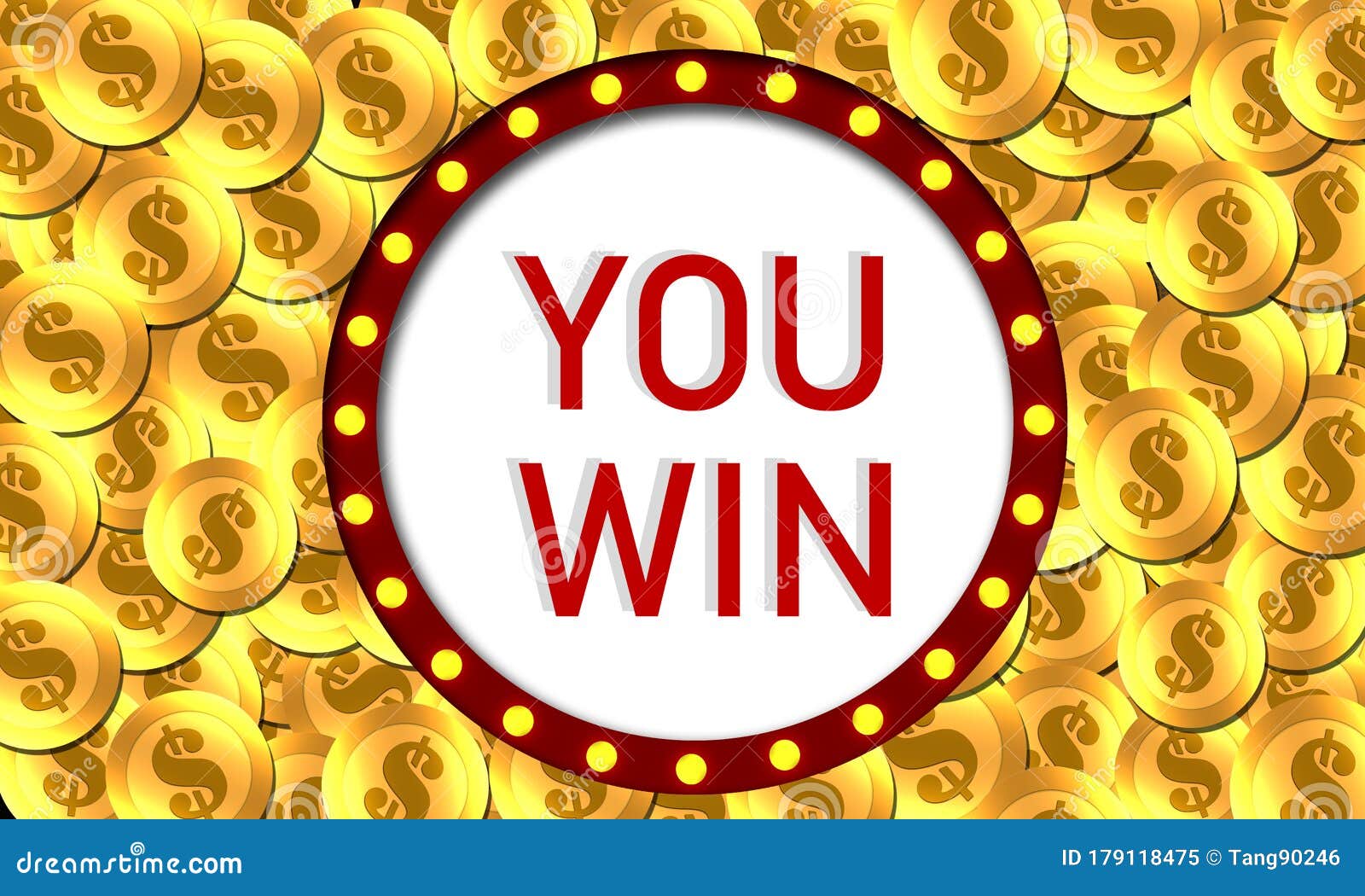 Retro Round Banner with You Win Word Stock Illustration - Illustration ...