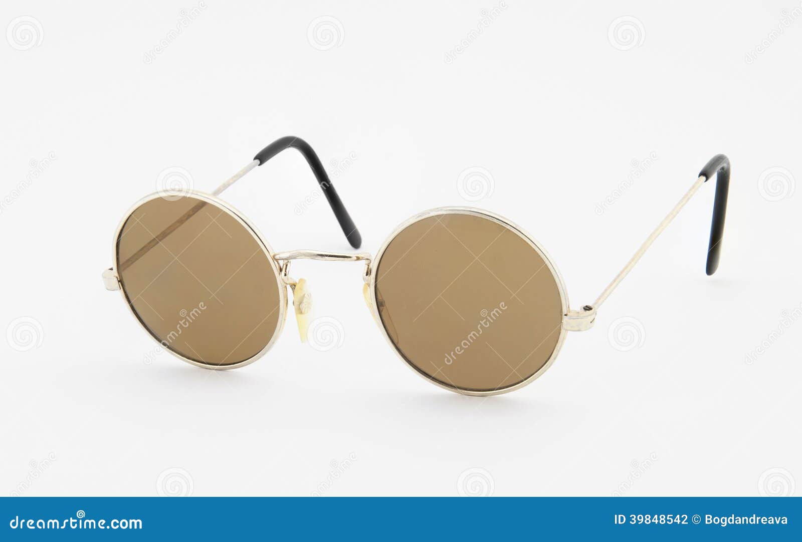 Retro Round Sunglasses on White Background Stock Photo - Image of model ...