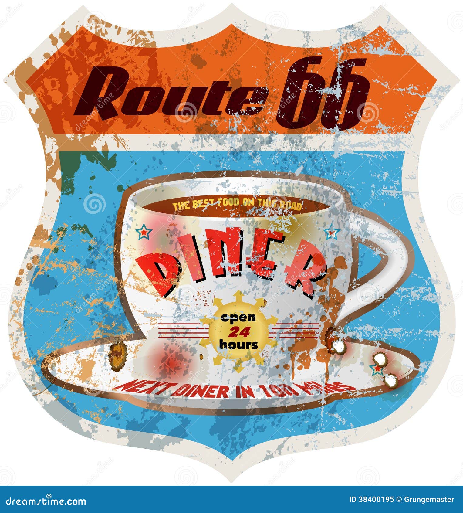 Retro route 66 diner sign stock vector. Illustration of 1950 - 38400195