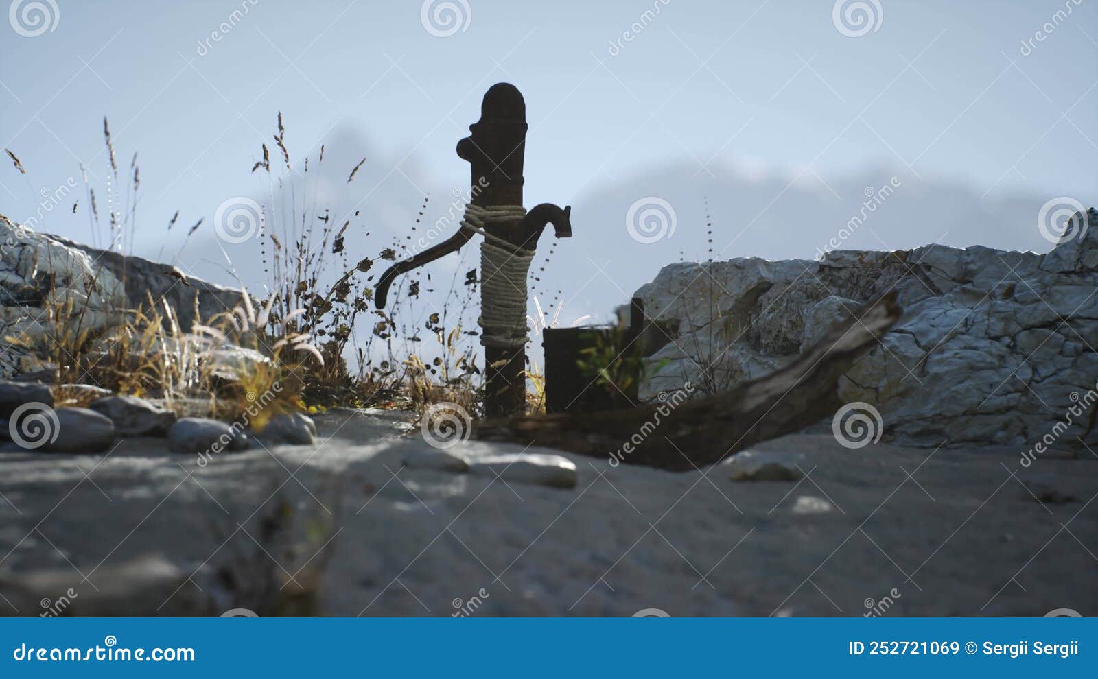 Retro rust hand water pump stock video. Video of history - 252721069